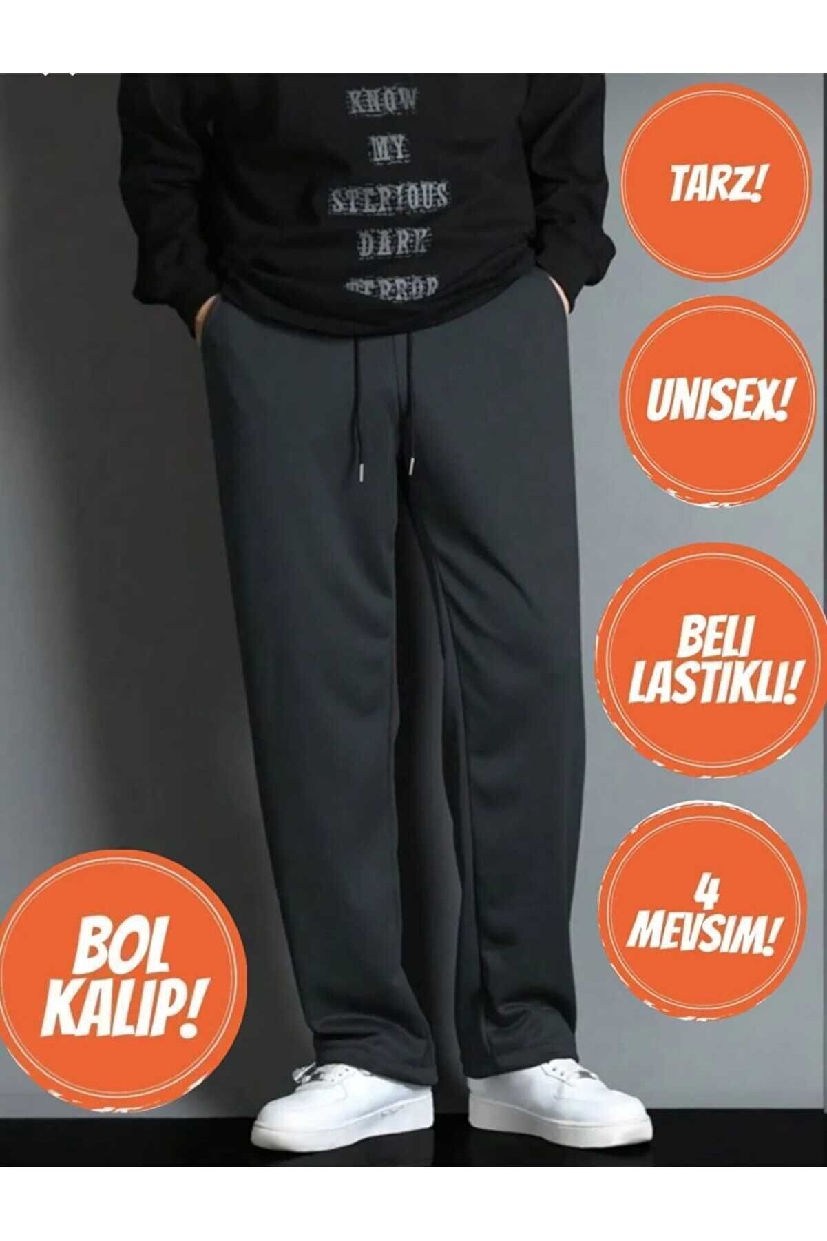 TNR SPORT Antrasit Düz Paça Baggy Kalıp Rahat Giyim Eşofman Altı ...