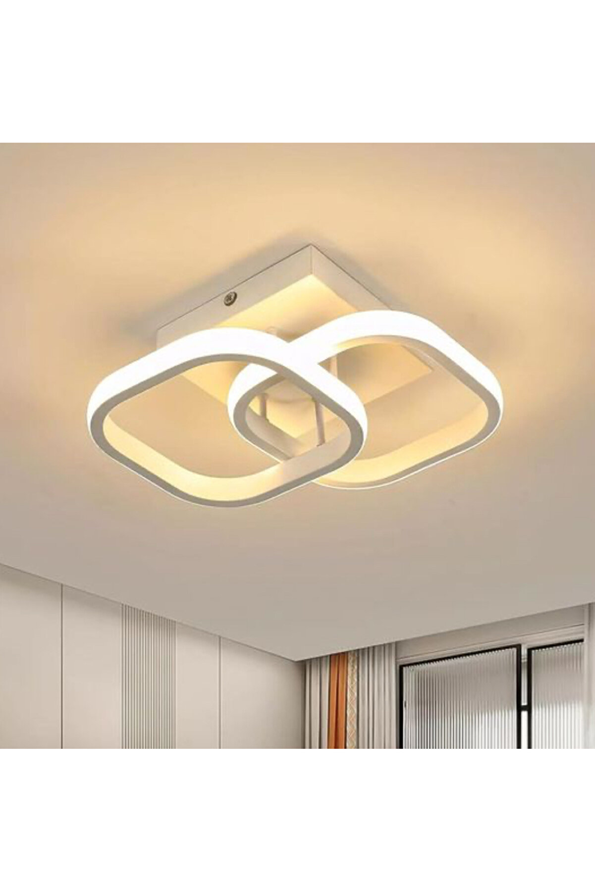 burenze Modern Tasarım Square Plafonyer Tavan Led Avize Beyaz Gövde ...