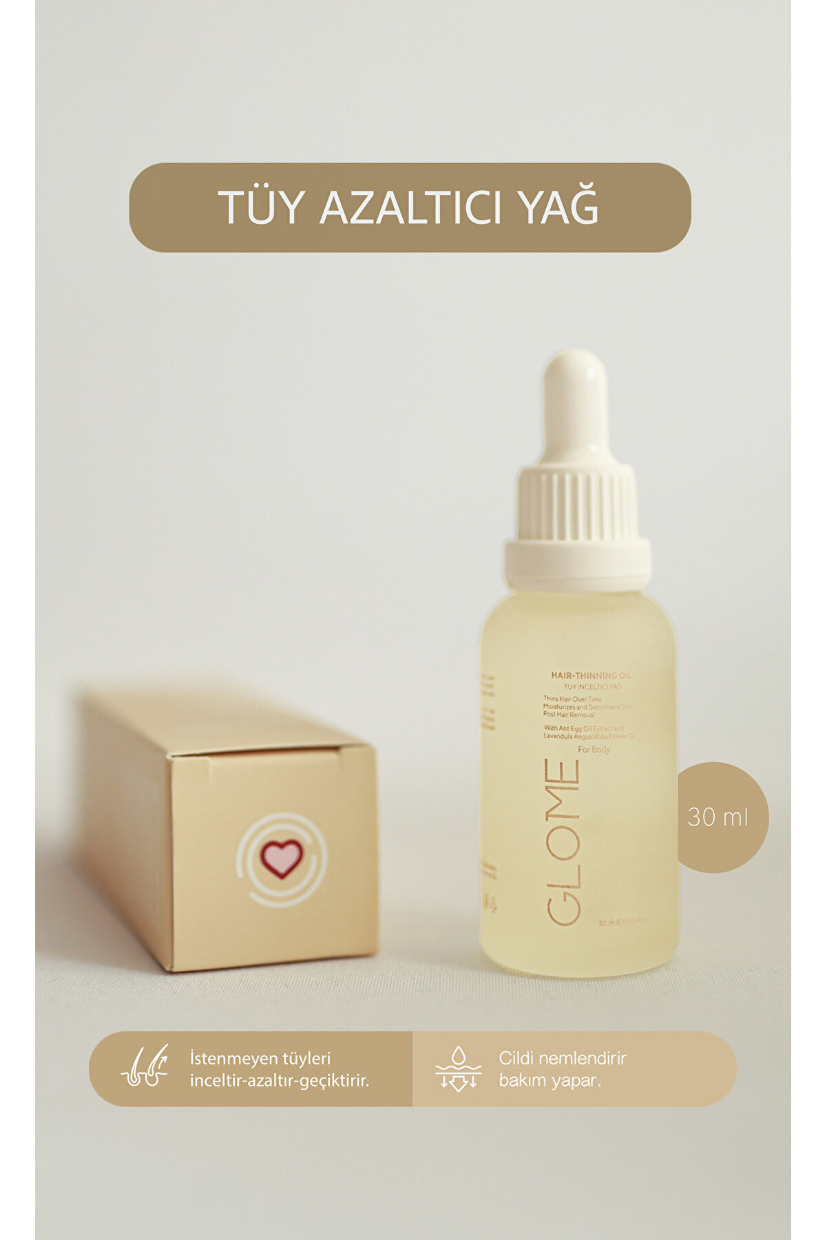 Glome Tüy Azaltıcı, Vücut Bakım Yağı- Pürüzsüz Etki- Cildi Nemlendirip ...