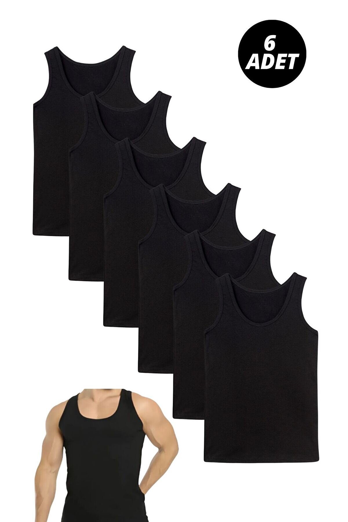 EXMOOR 6 Adet Askılı Erkek Siyah Atlet Pamuklu - Fiyatı, Yorumları