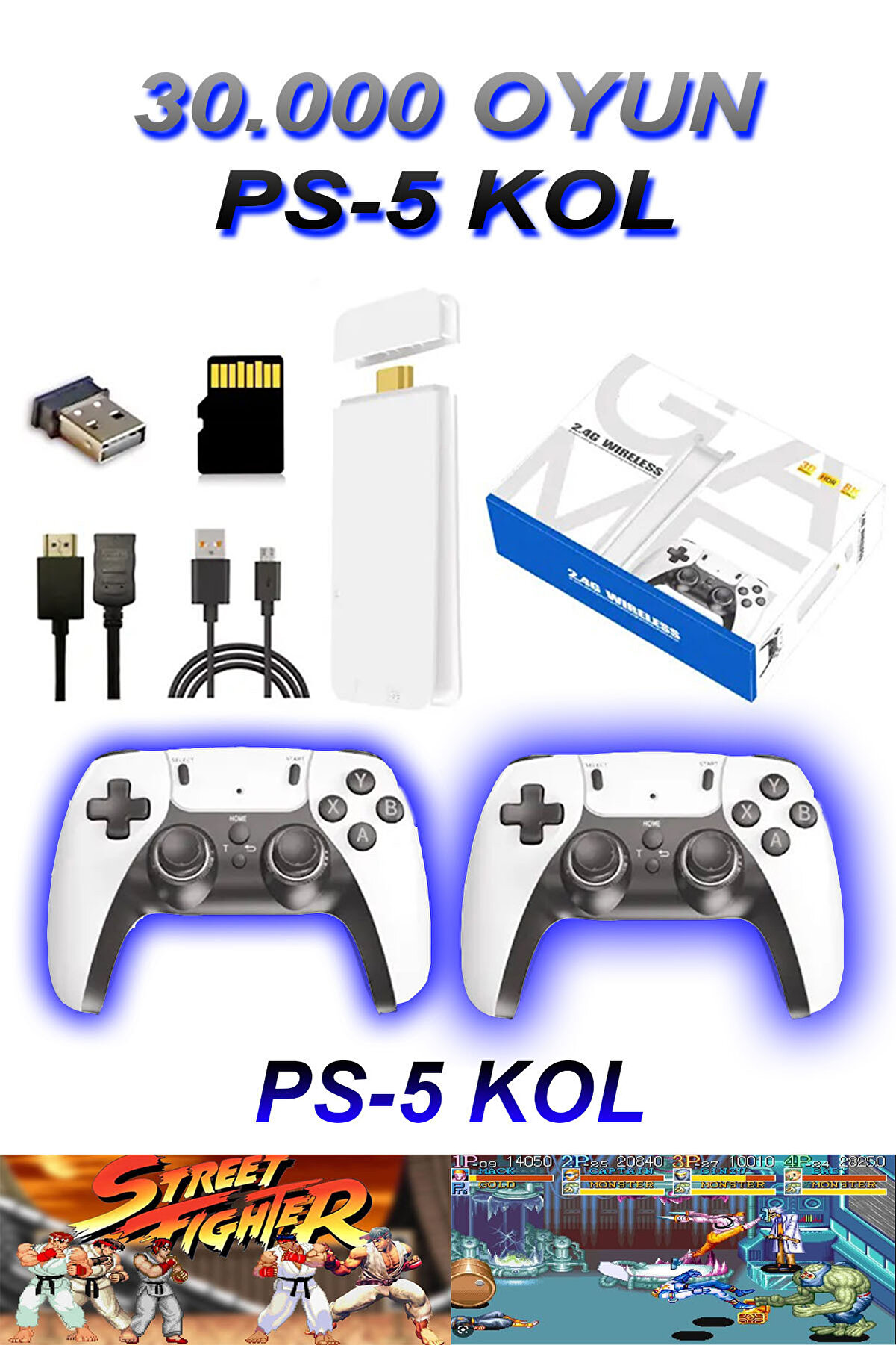 BedrON Ps5 Kollu Atari 30.000 Oyunlu 2.4g Kablosuz Çift Kol Retro ...