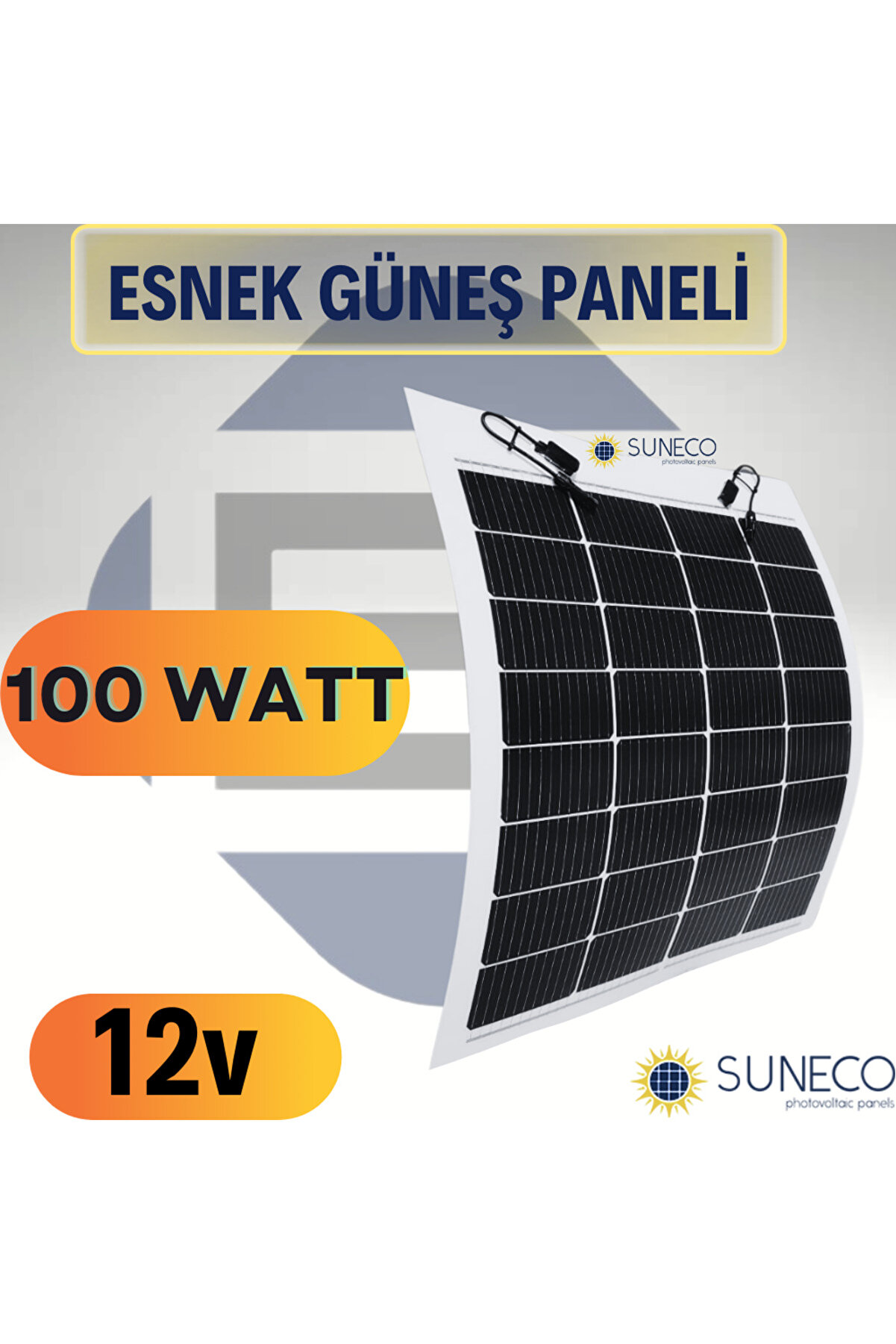 Suneco 100 Watt Yarı Esnek Güneş Paneli Half Cut Monokristal Solar Güneş Paneli 12volt Karavan ...