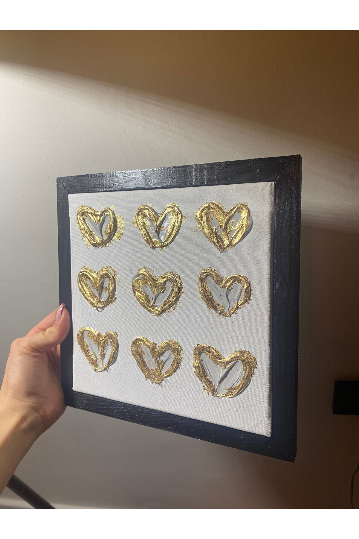 EL YAPIMI Mini Kalp Doku Tablo, Modern Tablo,3 Boyutlu Tablo, Texture ...