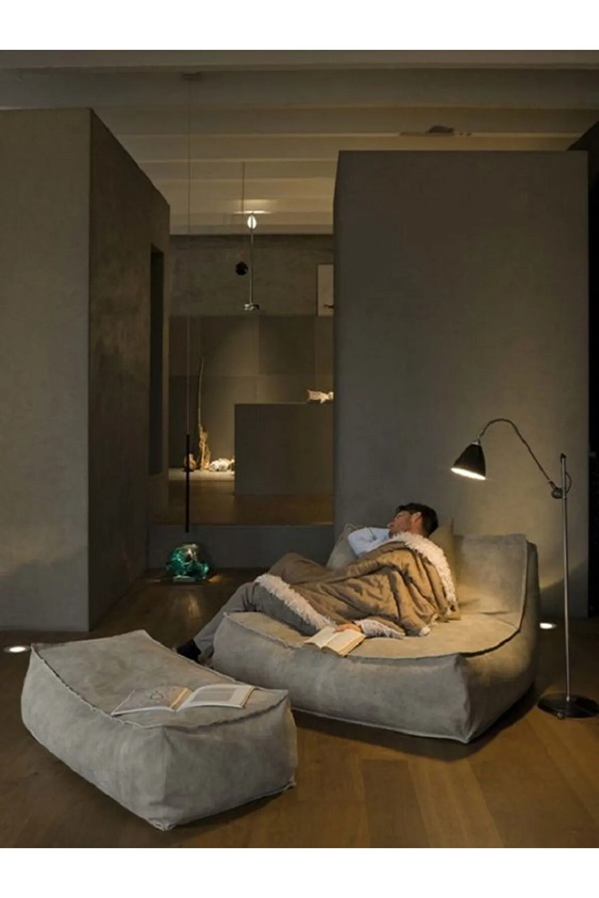 Genel Markalar Sinema Koltuğu Televizyon Koltuğu ve Ayak Uzatma Pufu Nubuk Görünümlü Krem ...