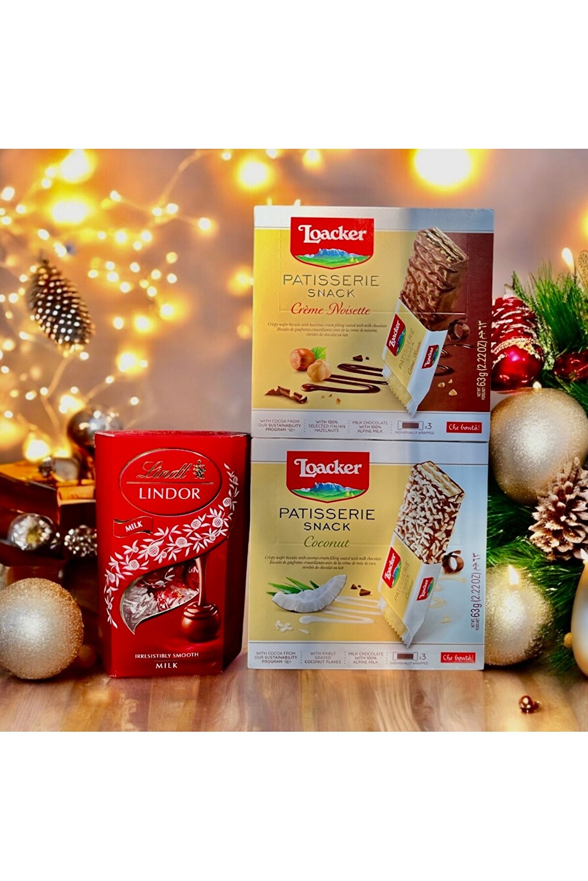Lindt Lindor Cornet Milk & Loacker Creme Noissette & Loacker Patisserie ...