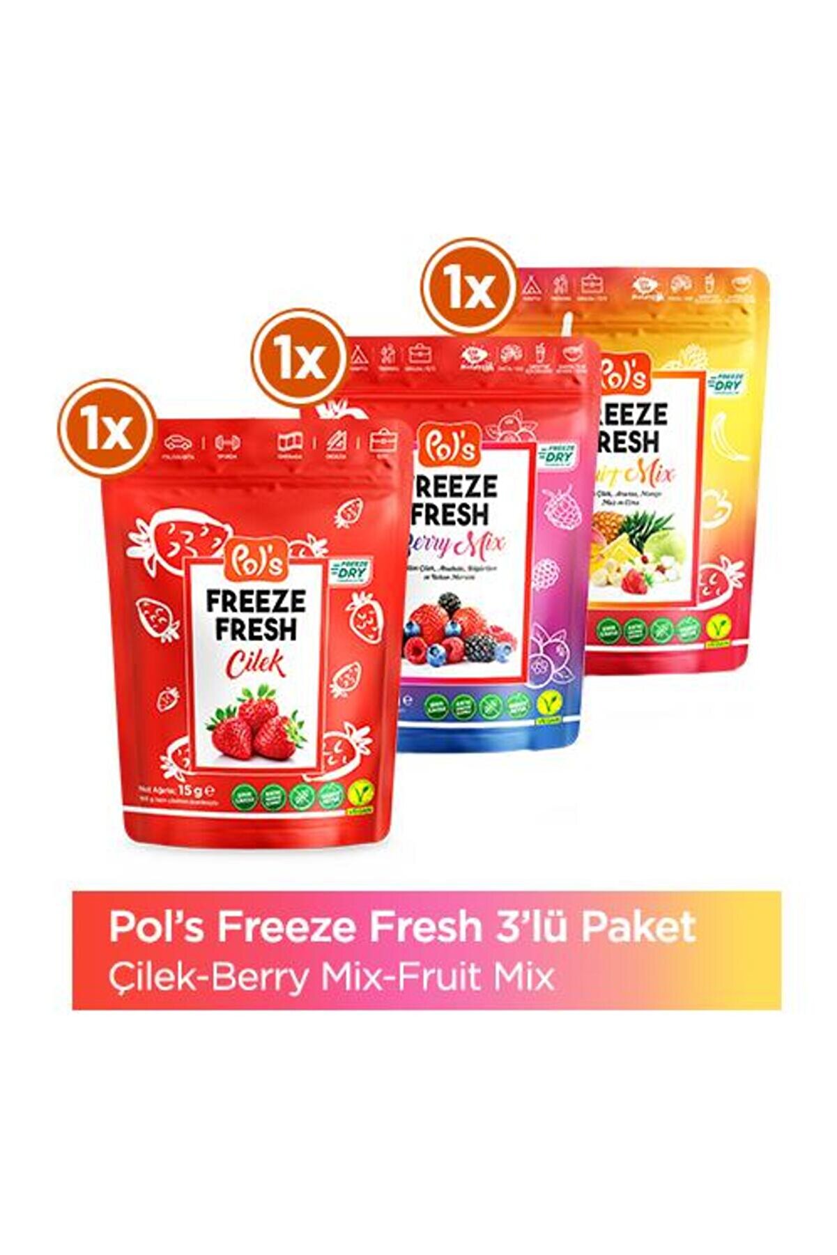 Pol's Freeze Fresh Berry Mix 16 G, Fruit Mix 20 G, Çilek 15 G - Fiyatı ...