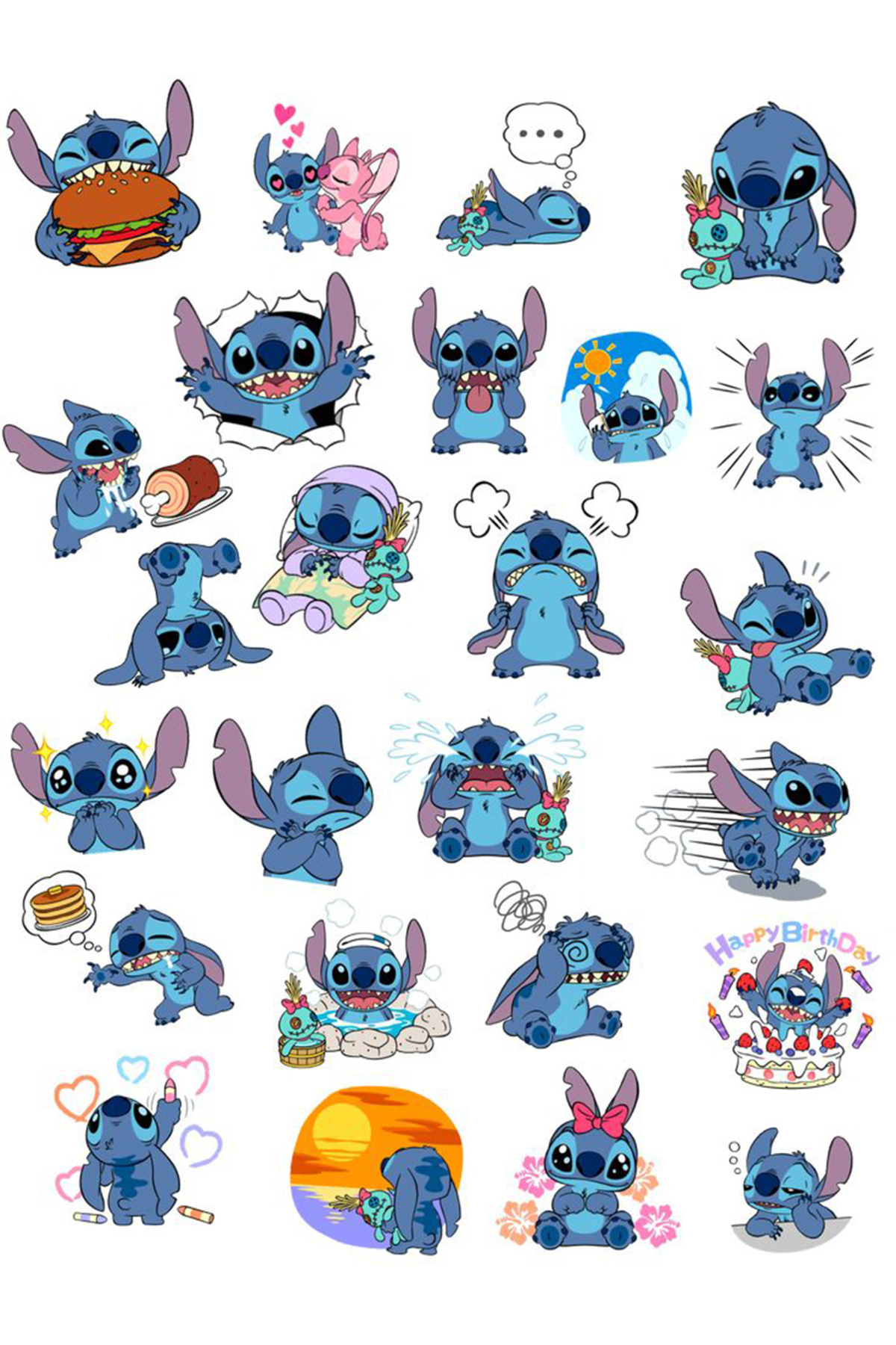 BK Design Lilo ve Stitch Sticker Telefon Laptop Notebook Tablet Defter Matara Stiker Etiket ...