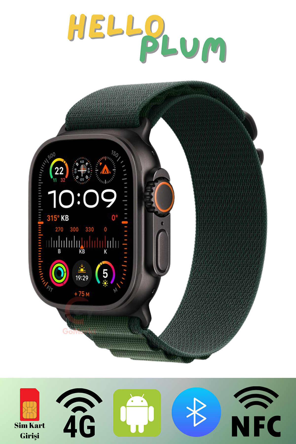 GoMarkt Hello Watch 4 Plus 4G Android Akıllı Saat Sim Kartlı Wifi ...