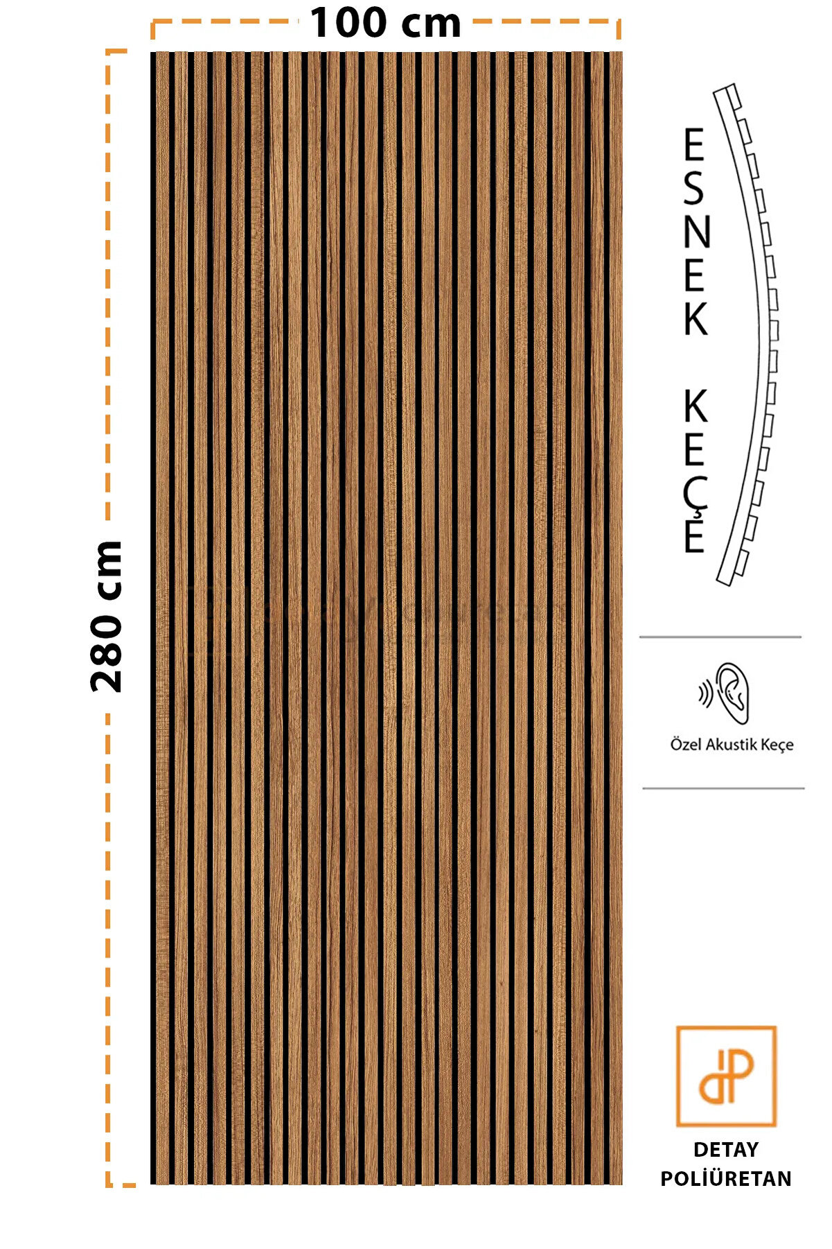 DETAYPOLİURETAN Mdf Ahşap Akustik Duvar Paneli 100x280 Cm ( Teak ...