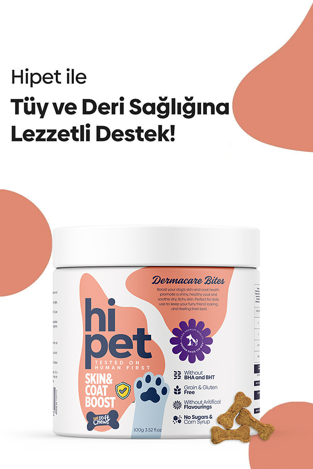 HiPet Deri Ve Tüy Güçlendirici Çiğnenebilir Tablet (DERMACARE) - Fiyatı ...