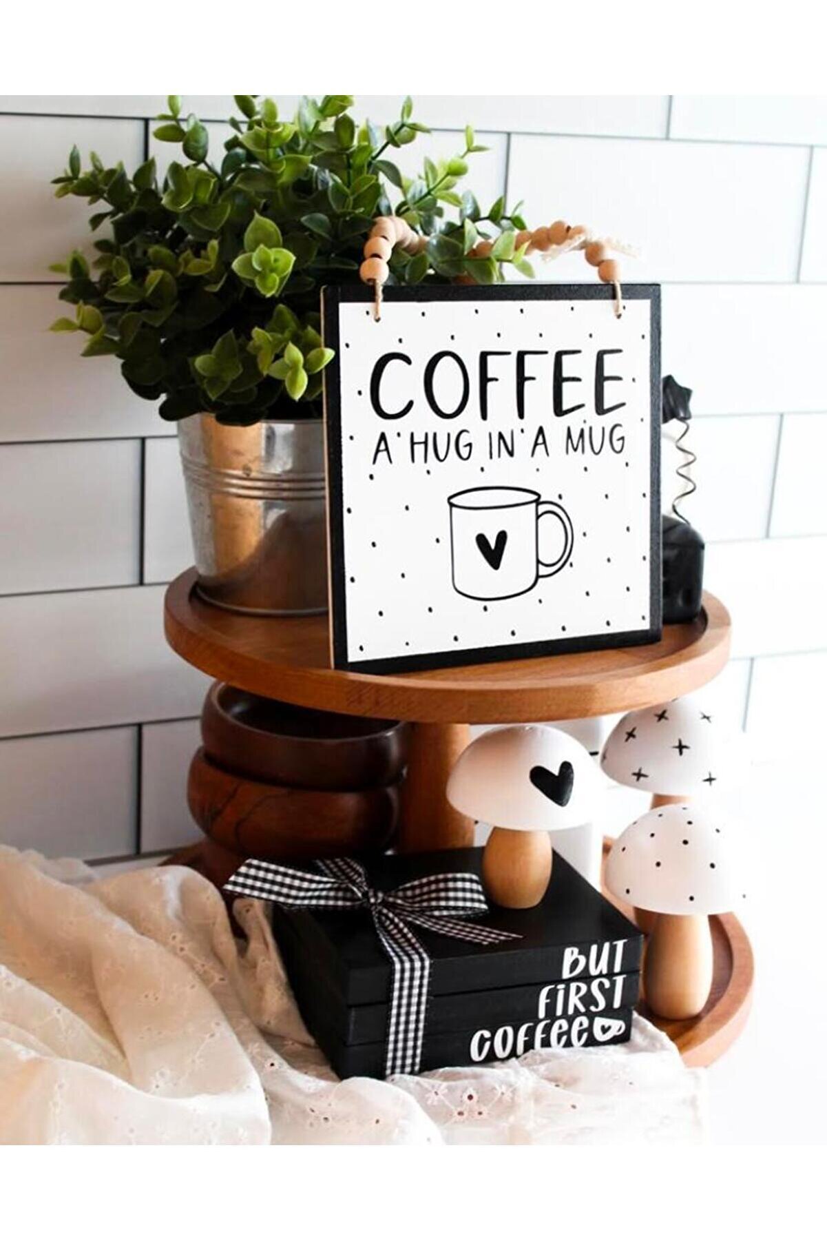 SSCglow Coffee Bar Kahve Köşesi Duvar Dekor ve Mutfak Süsü, Askılıklı Ahşap Pano, Kahve Köşesi ...