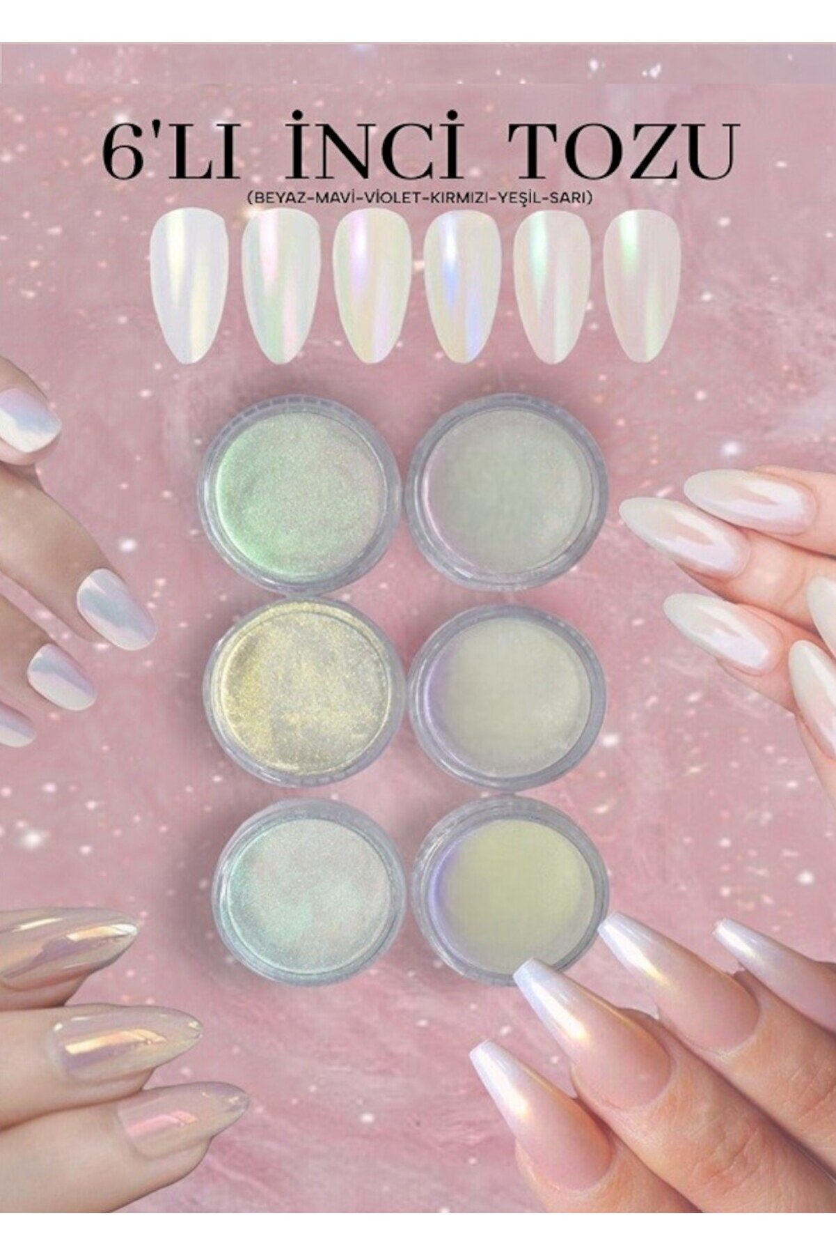 TNL İnci Tozu 6 Lı Paket Nail Art Kalıcı Oje Tırnak Süsleme - Fiyatı ...