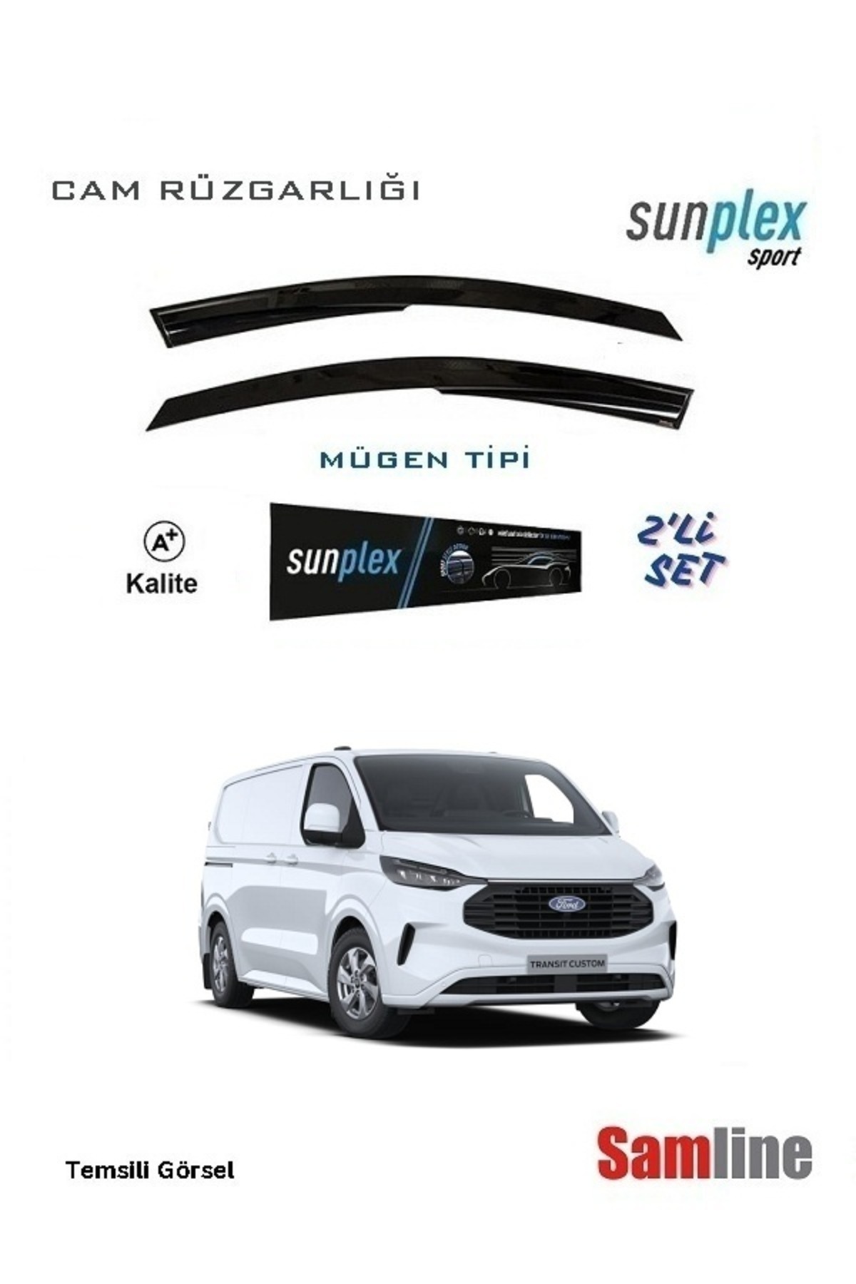SUNPLEX Ford Transit Custom Yeni Kasa (2024-2025) Cam Rüzgarlığı 2'li ...