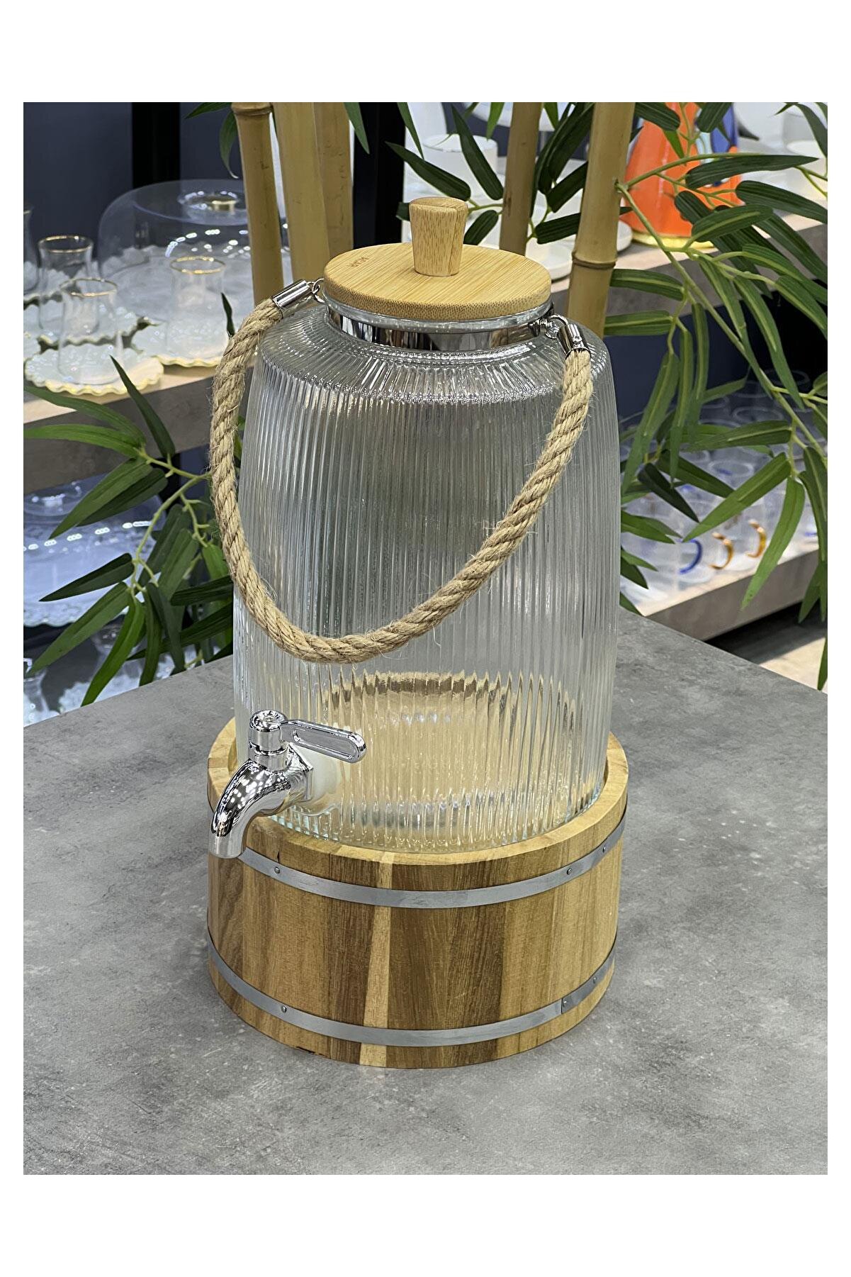 doğudeko Bambu Retro Fıçı Standlı Cam 3 Litre Sebil - Fiyatı, Yorumları