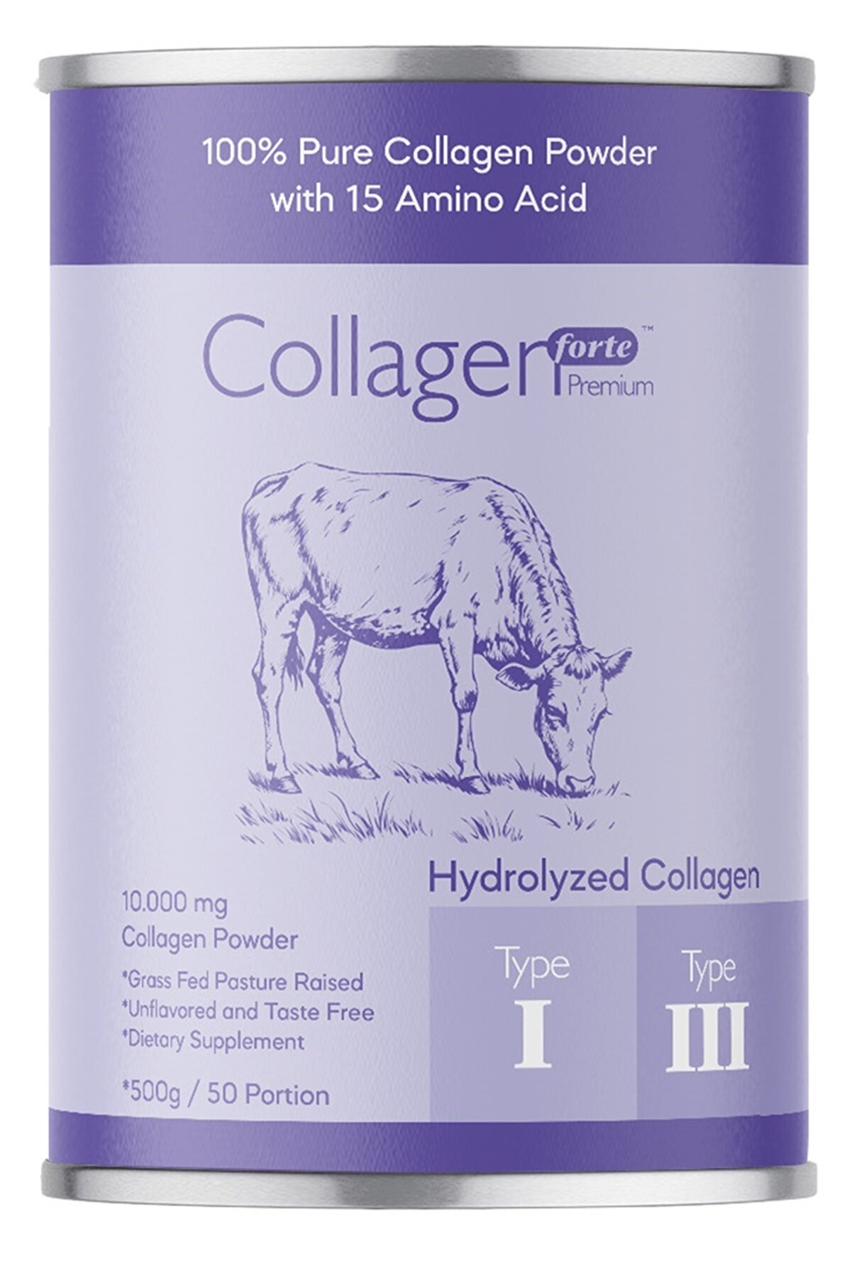 Collagen Forte Platinum Collagen Powder 500g, %100 Saf, Doğal Çift ...