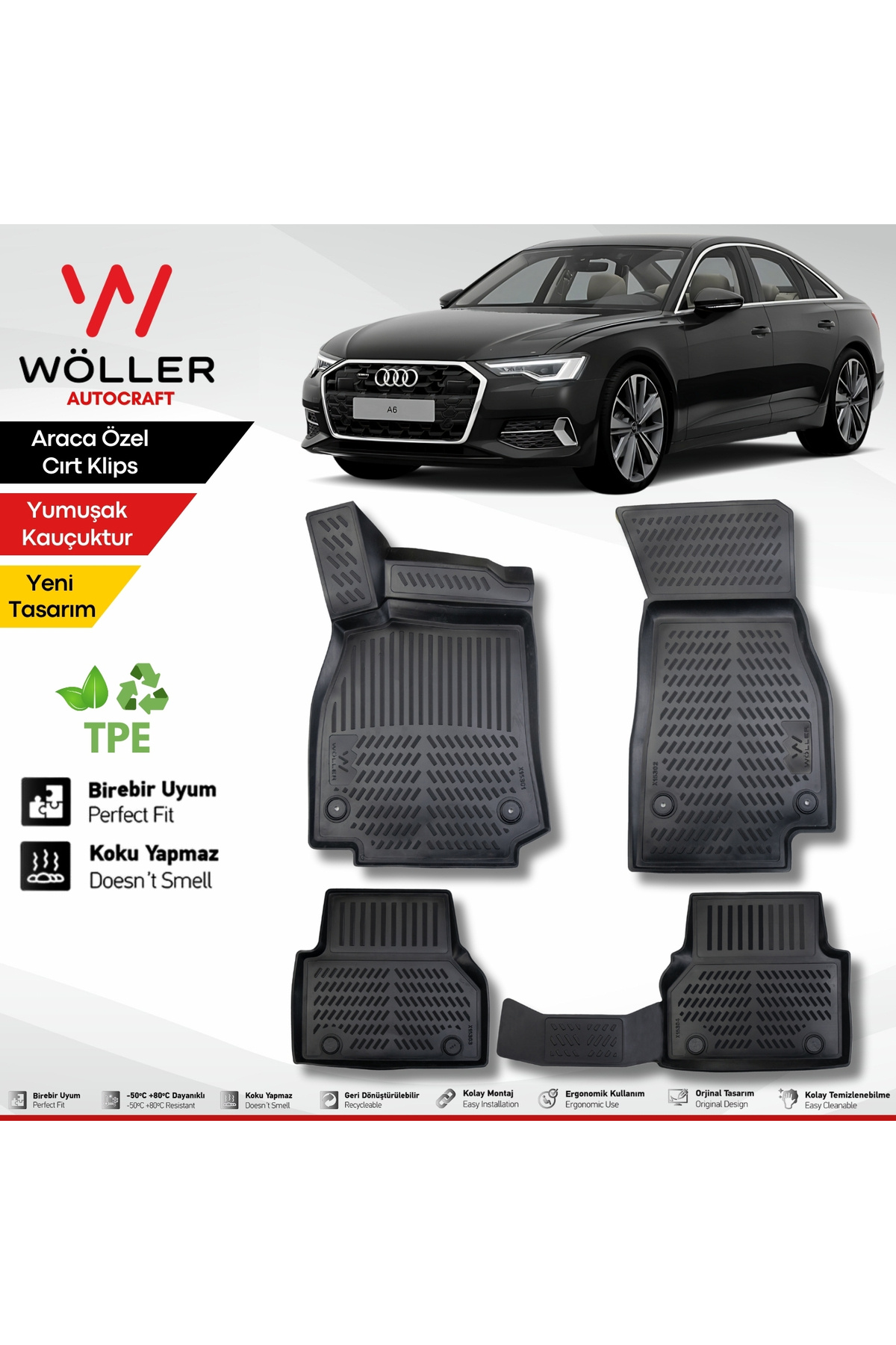 Wöller Audi A6 Paspas 2018 2025 Arası Uyumlu 3d Havuzlu Wöller Paspas ...