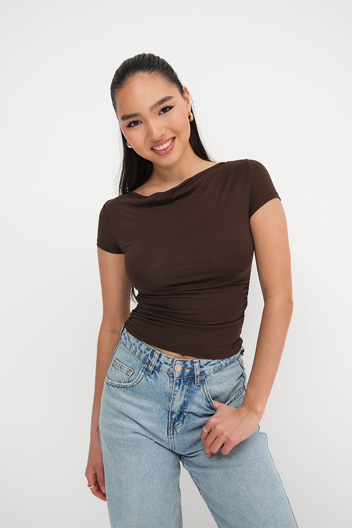 Addax Yanları Büzgülü T-shirt P161-X1 - Fiyatı, Yorumları