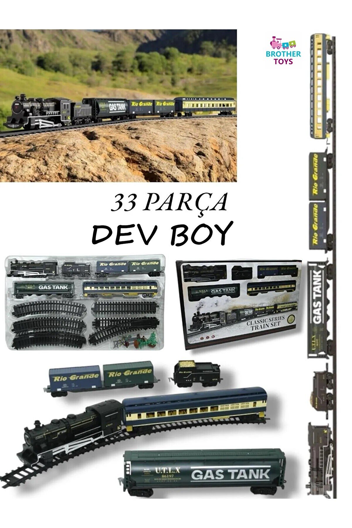 Brother Toys Dev Boy Pilli Sesli Ve Işıklı 33 Parça Klasik Tren Oyuncak ...