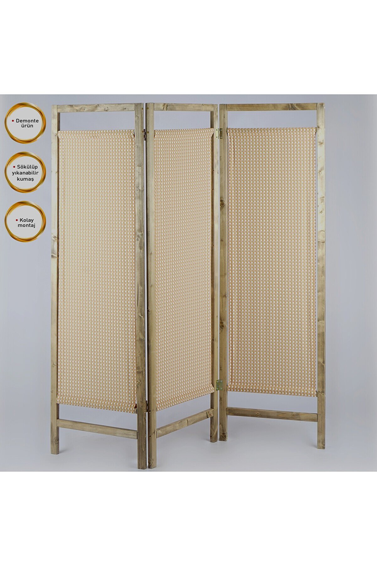 WOODENSA Ahşap Paravan Panel Kumaş Seperatör Paravan Yıkanabilir ...