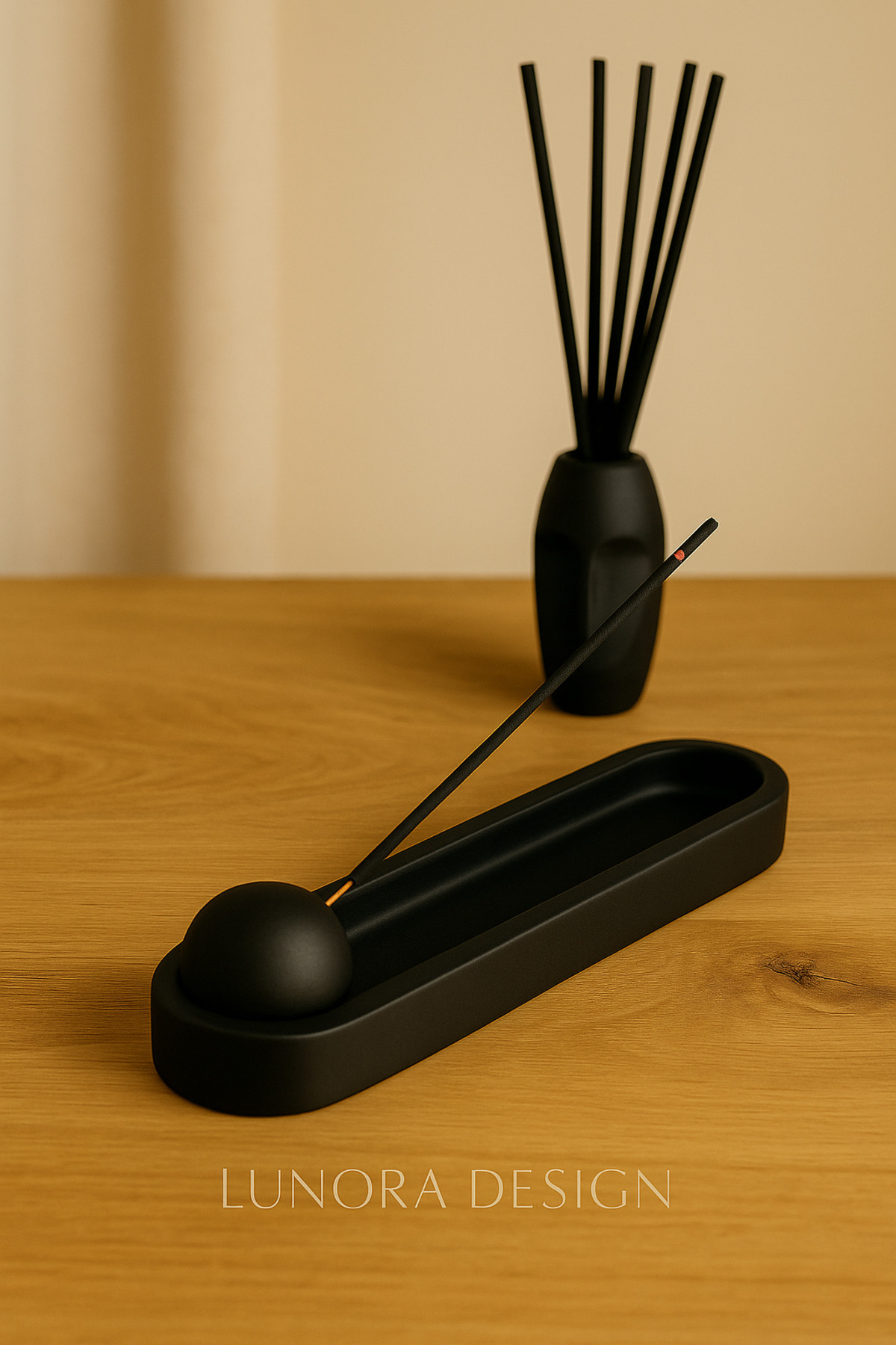 Lunora Design El Yapımı Siyah Tütsülük & Yüz Figürlü Difüzör Seti ...