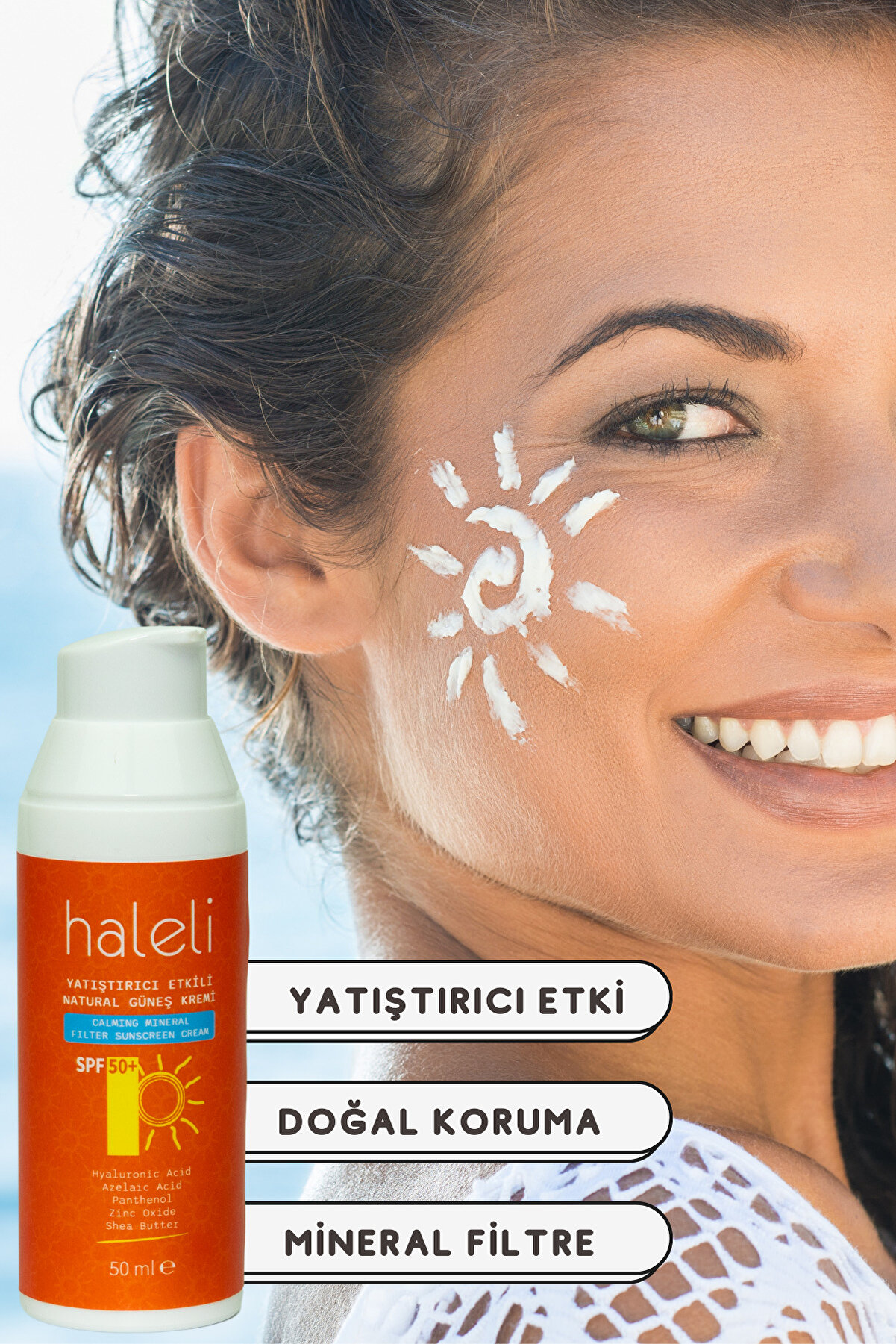 haleli 50 SPF+ YATIŞTIRICI ETKİLİ NATURAL GÜNEŞ KREMİ - Fiyatı, Yorumları