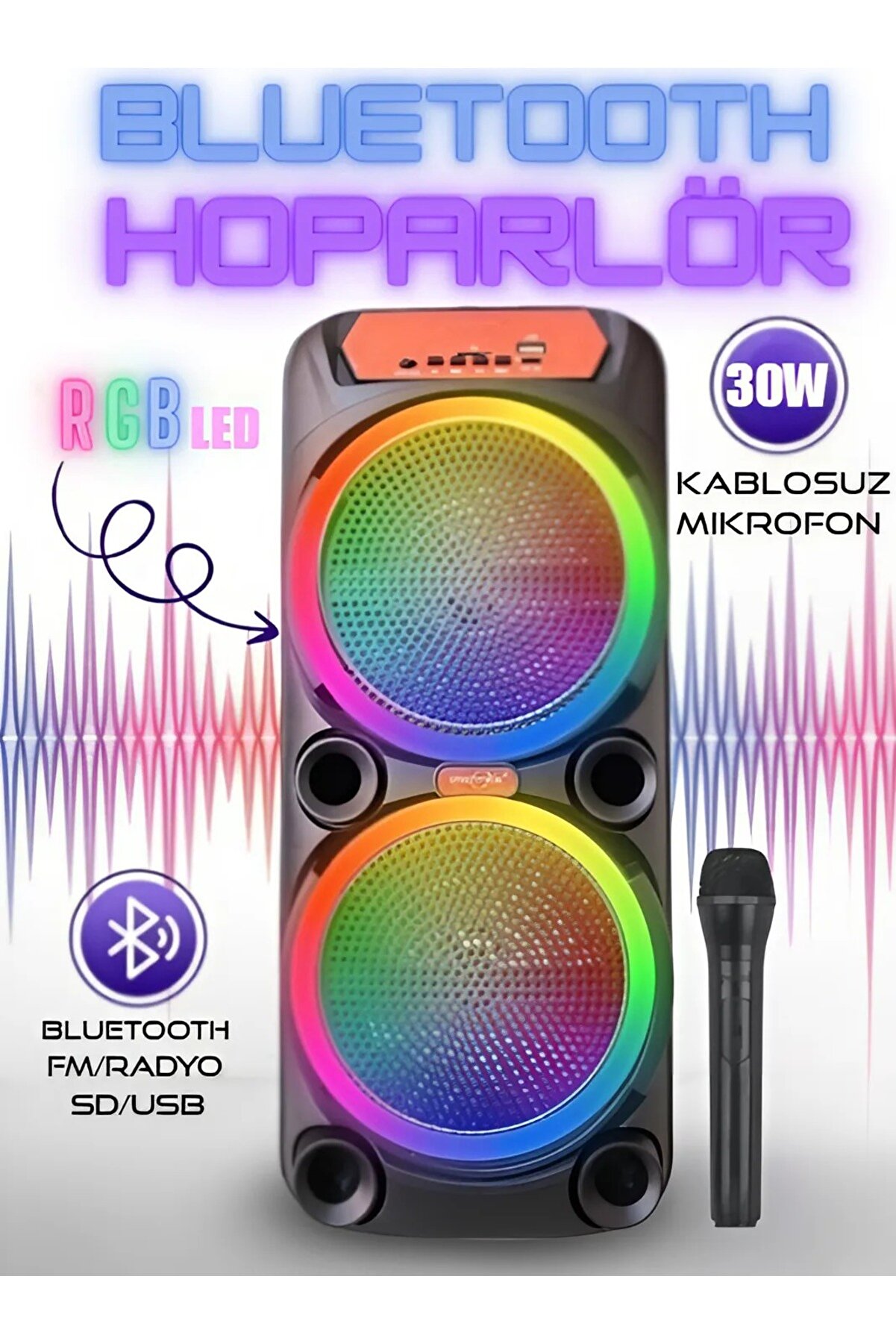 nextbuy Büyük Boy Party Box Bluetooth Hoparlör Taşınabilir Şarjlı Kablosuz Karaoke Mikrofonlu ...