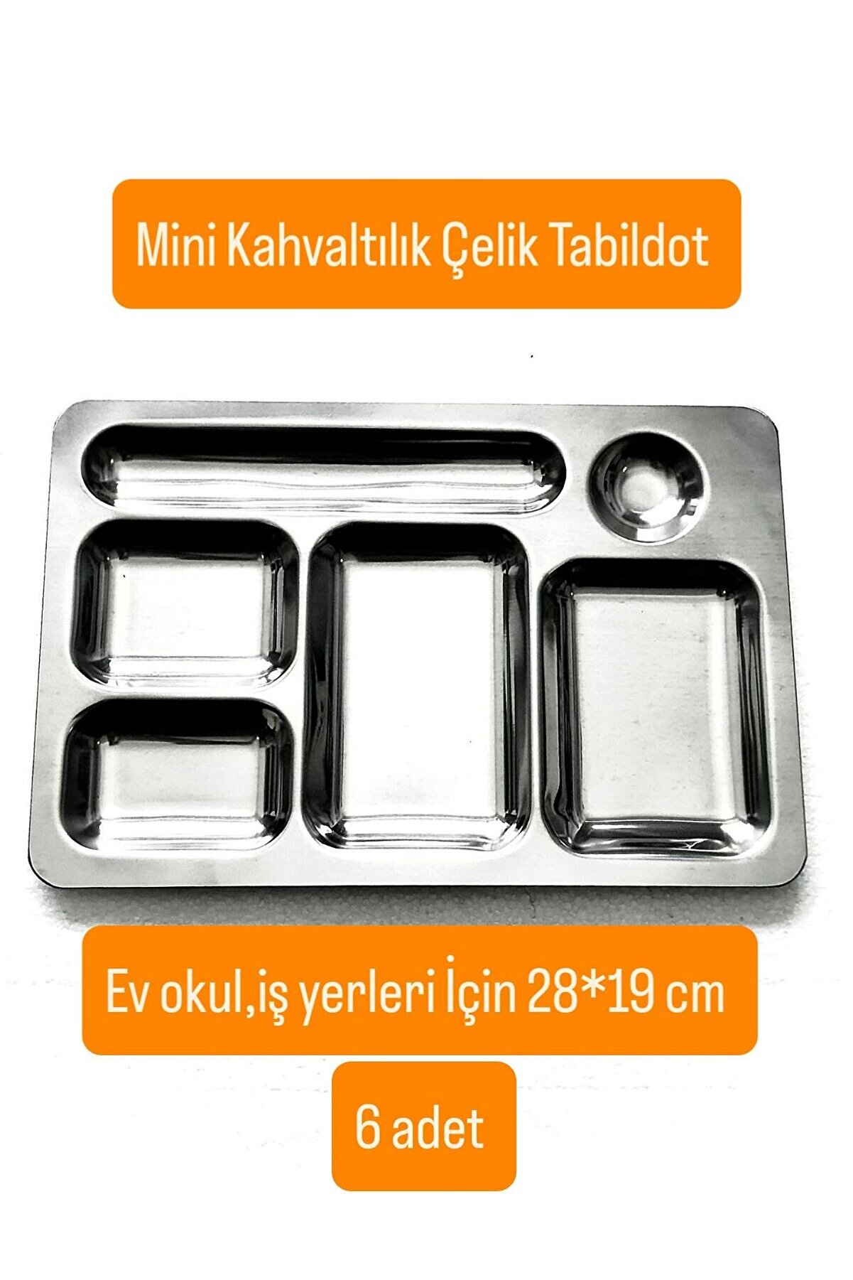 Becenhouse Paslanmaz Çelik Kahvaltılık Tabildot 6 adet 28*19 cm Mini ...