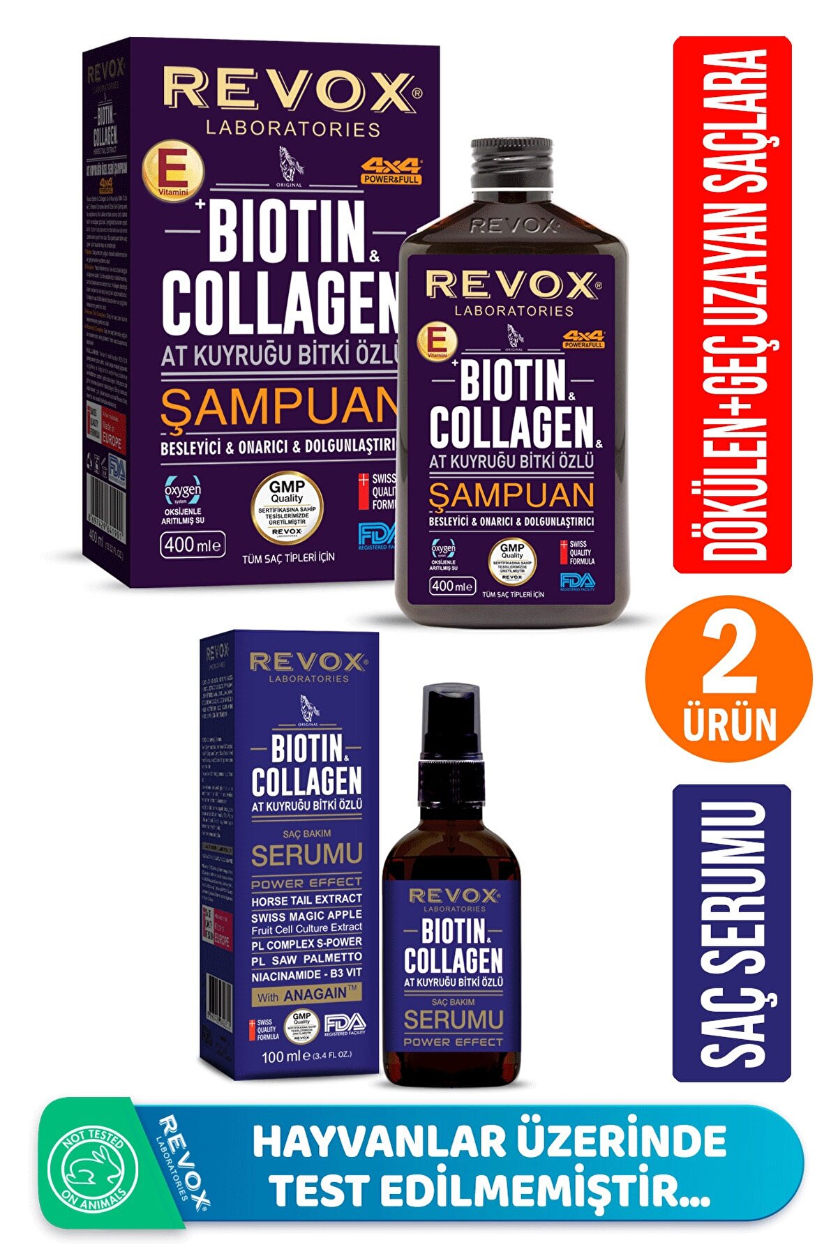 Revox Biotin & Collagen + At Kuyruğu Bitki Özlü Saç Bakım Şampuanı Ve ...