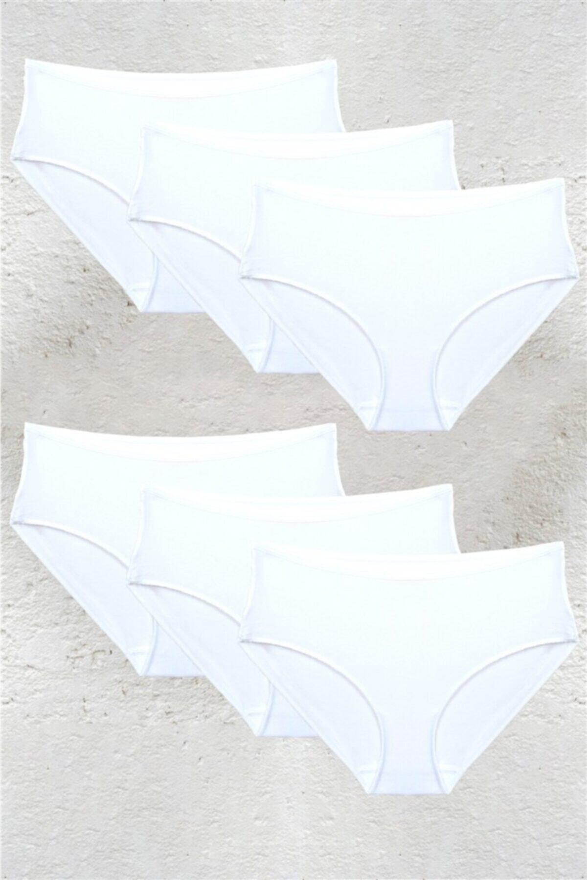 BSM 6' Lı Kadın Beyaz Modal Pamuklu Yüksek Kalite Doğal Kilot Batokom ...