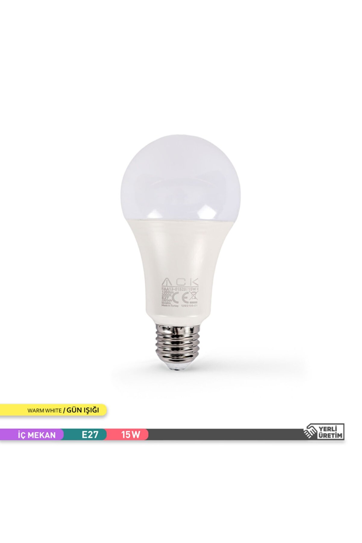 Ack A70 Led Ampul 3000k Gün Işığı 1350lm 220-240v 15w E27 - Fiyatı, Yorumları