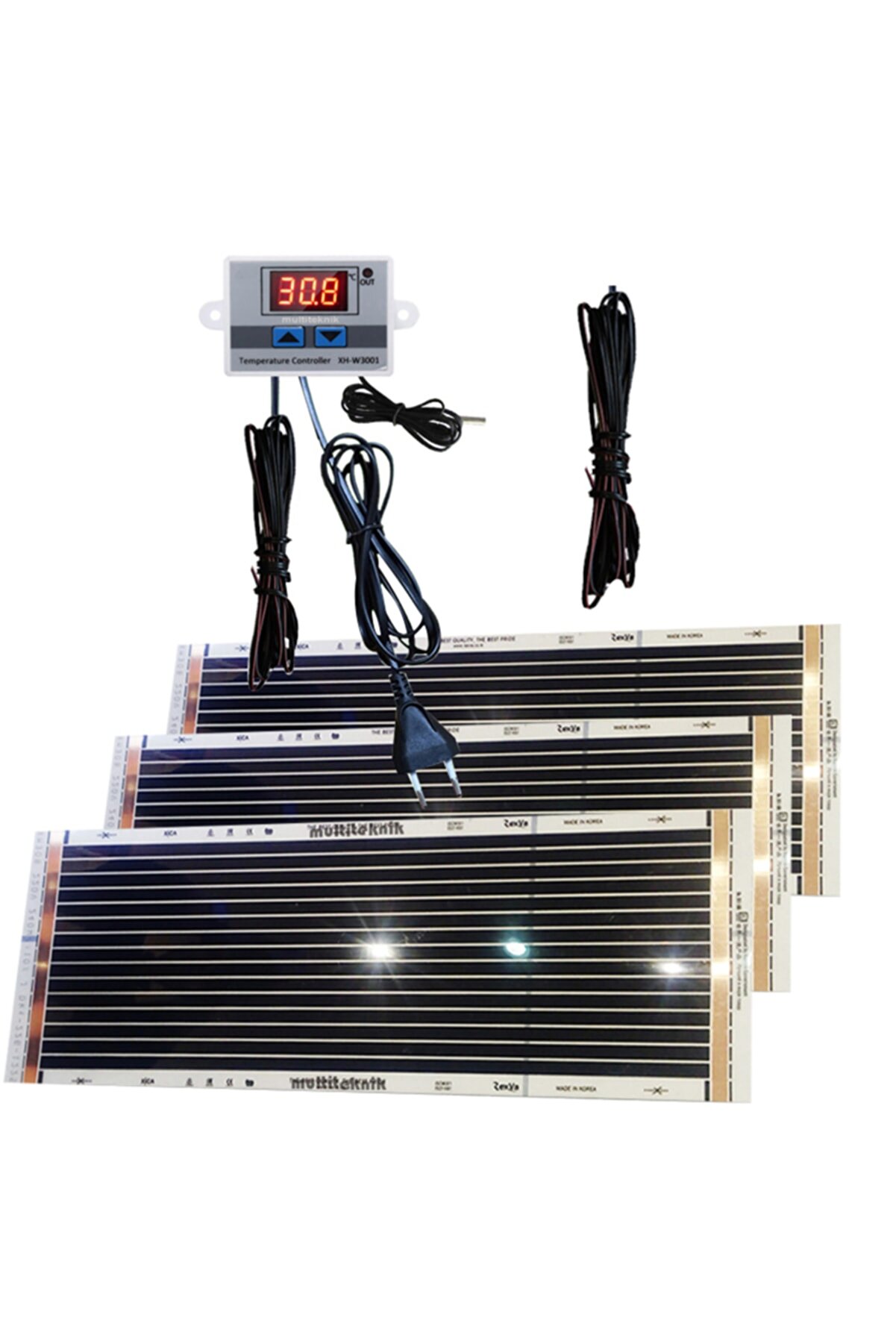 multiteknik 3 Adet Rexva 25x80 Karbon Isıtıcı Film + Dijital Termostatlı + 3 Metre 2x0.75 ...