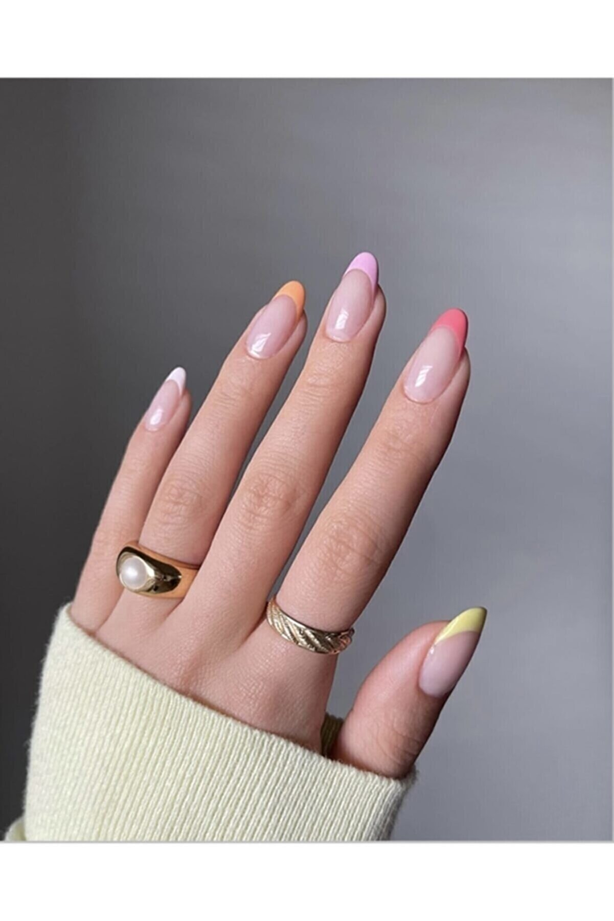 ZERDÜNYA Badem Model Renkli French 20'li Takma Tırnak Seti Fiyatı ...