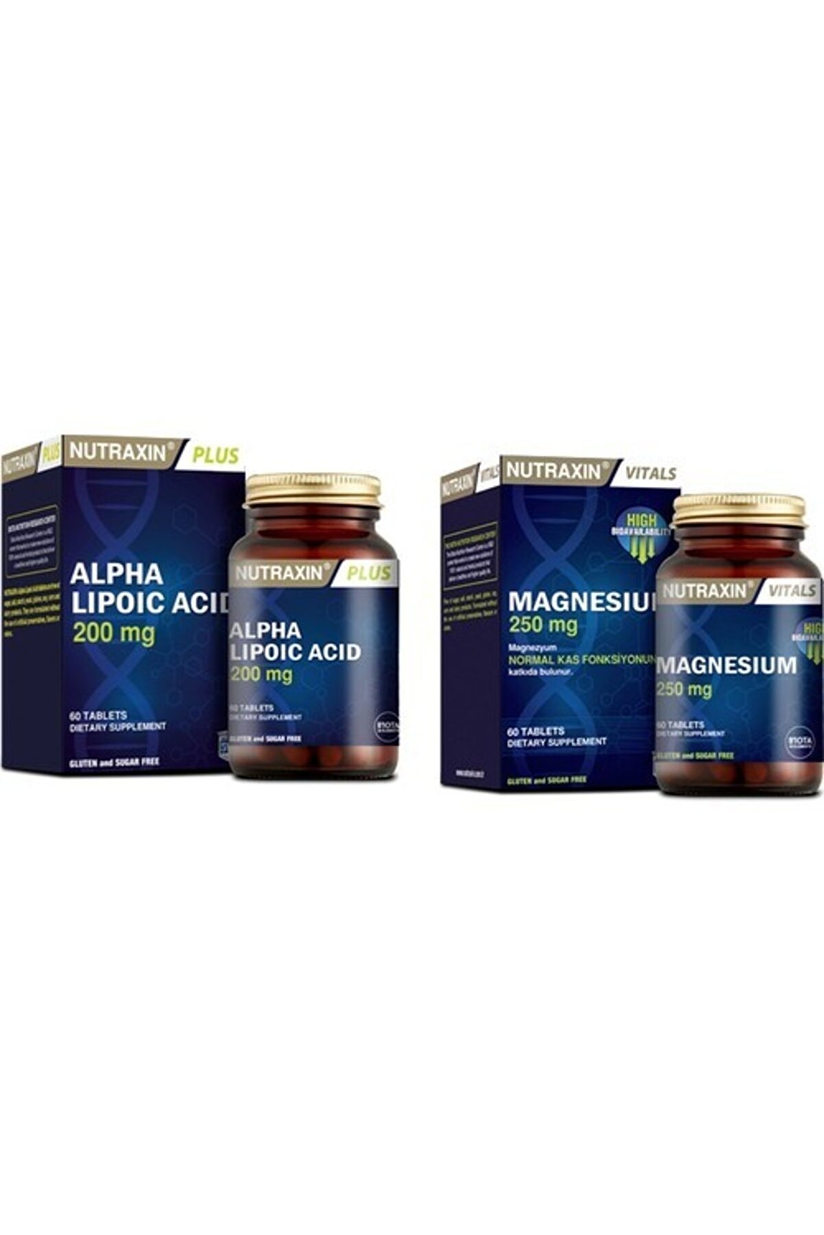 Nutraxin Alfa Lipoik Asit 200 mg 60 Tablet Magnezyum Takviyesi 250 Mg ...