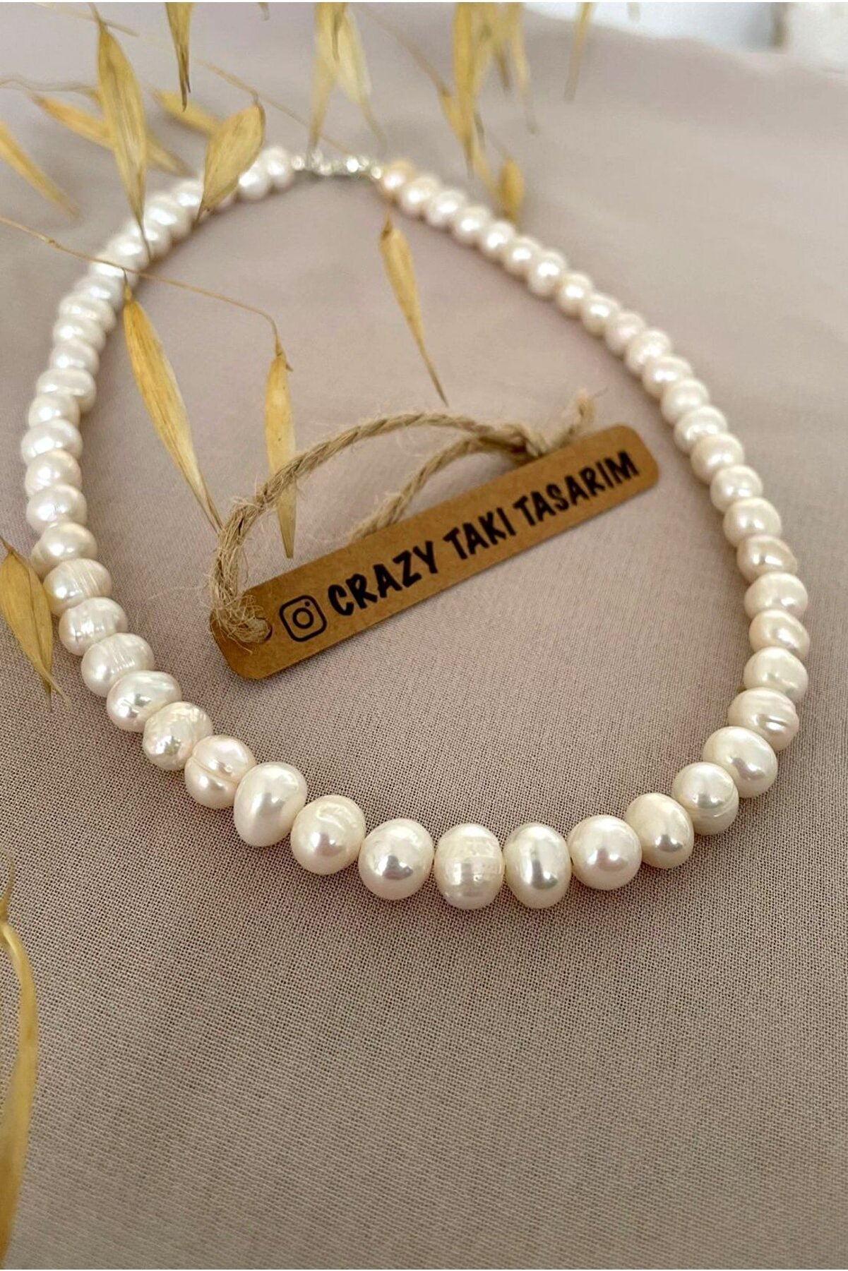 CRAZY TAKI TASARIM 8 Mm Gerçek Inci Kolye (KÜLTÜR İNCİSİ) 925 Ayar ...