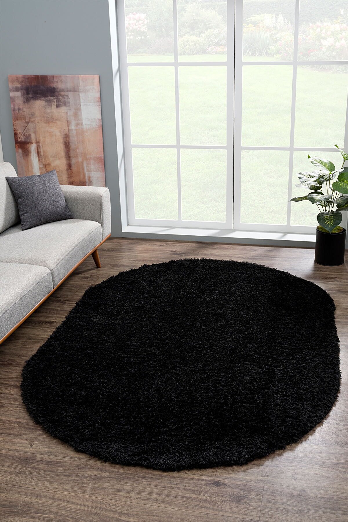 Eryün Halı Siyah Yumuşak Post- Peluş Shaggy Modern Dokuma Halısı-çocuk ...