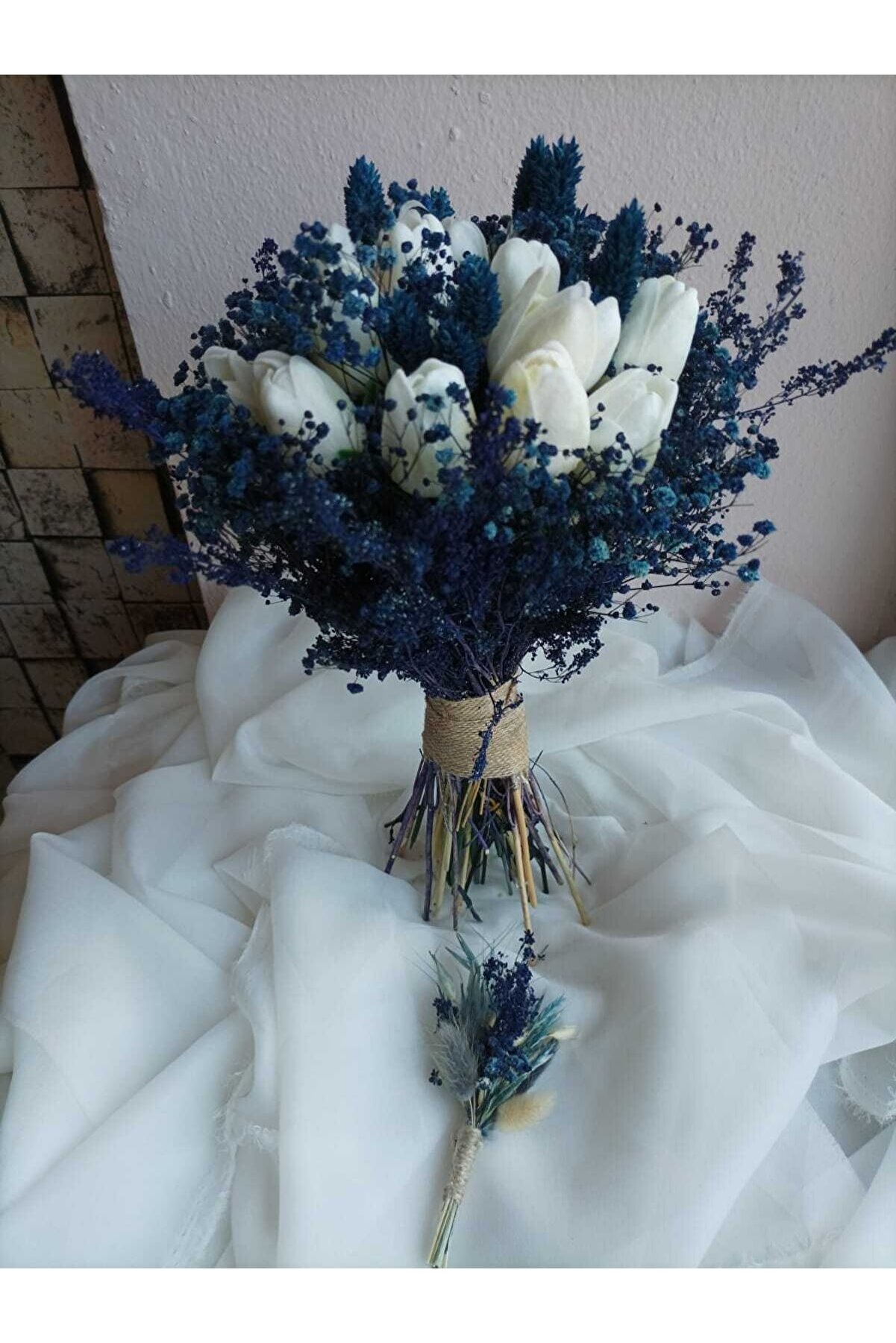 Destina Tasarım Lacivert Islak Lale Gelin Buketi, Mavi Lale Gelin ...