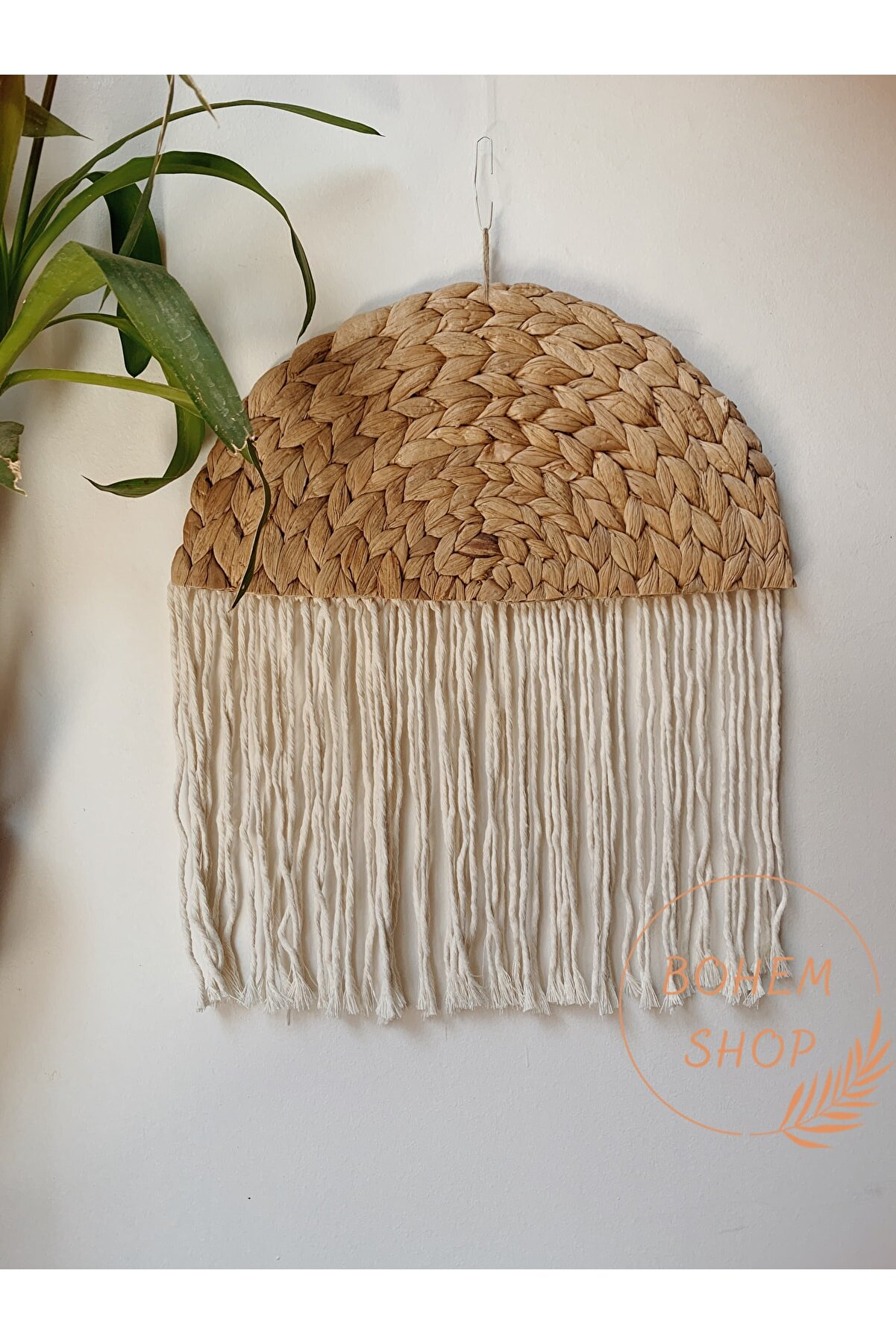 Bohem Shop El Yapımı Örgü Hasır Makrome Detaylı Duvar Dekoru Bohem Duvar Süsü - Fiyatı, Yorumları