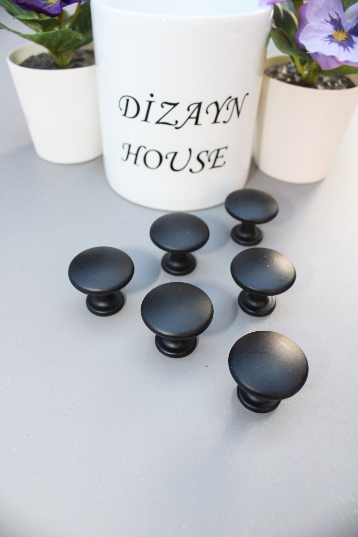 Dizayn House 5 Adet Düğme Kulp Dolap Ve Çekmece Için Siyah Zarif Düğme Kulp