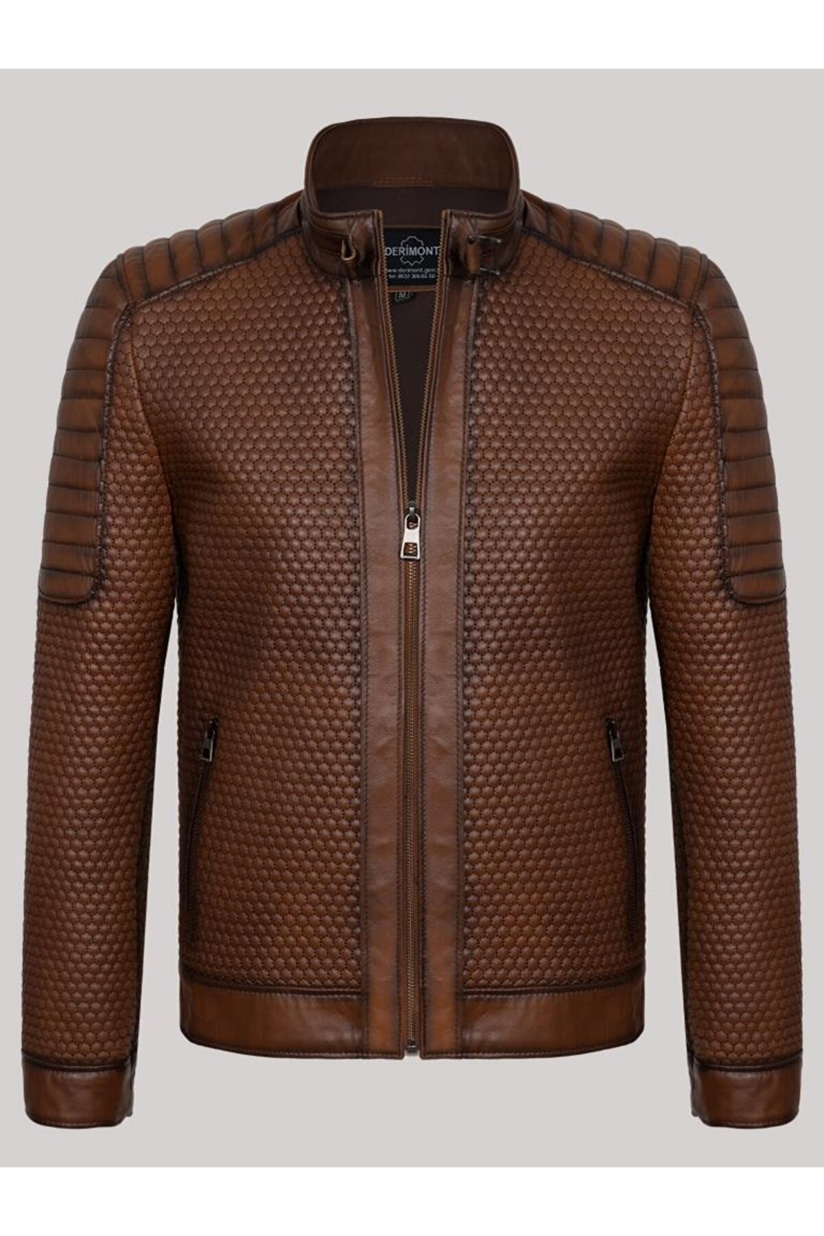 Derimont's Hakiki Kuzu Derisi Kahverengi Erkek Deri Mont Petek Desen ...