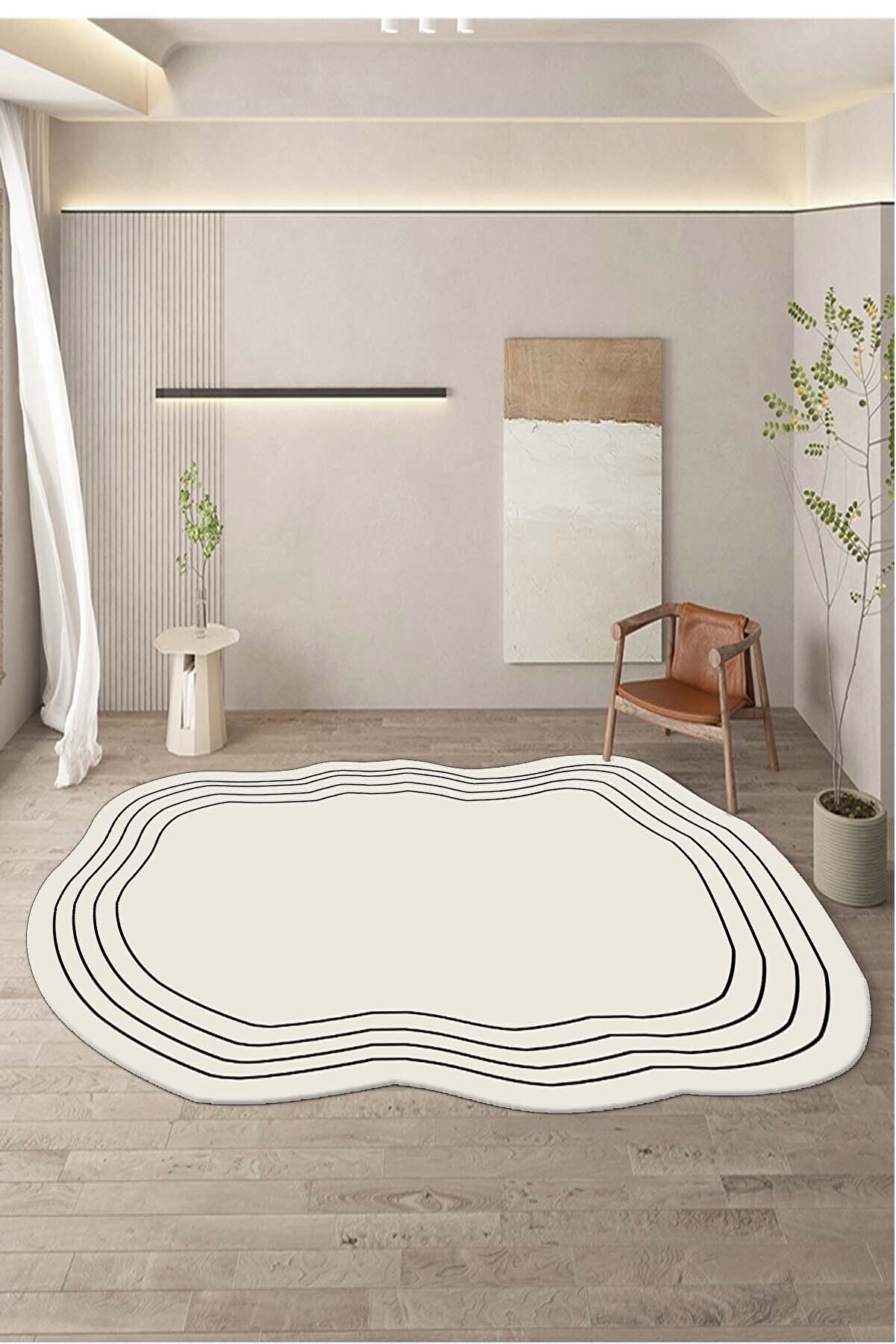 Decomia Home Dijital Baskılı Kaymaz, Yıkanabilir Asimetrik Kesim Siyah ...