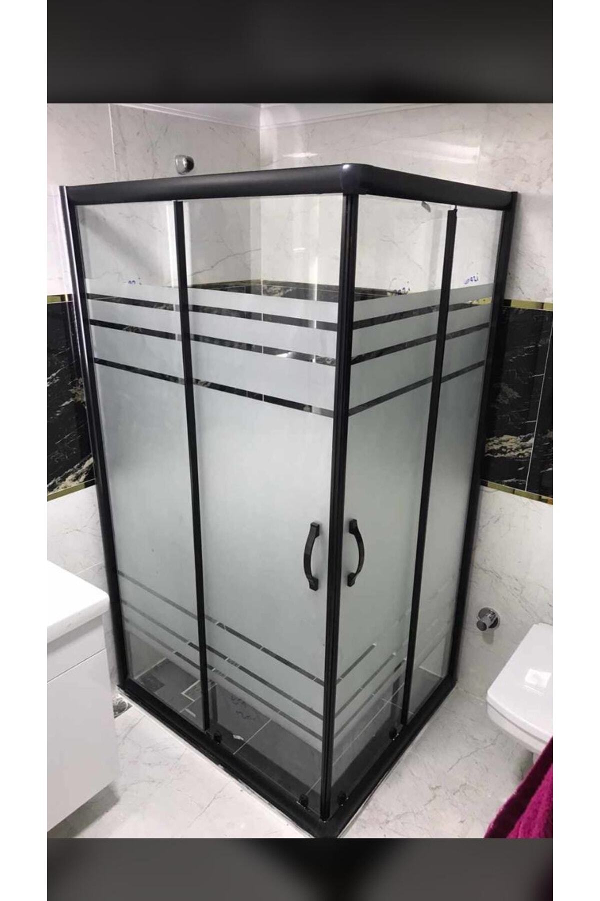 Blackline Siyah Köşe Bl04 Kumlama Cam 5 Mm Temperli Cam Duşakabin H ...