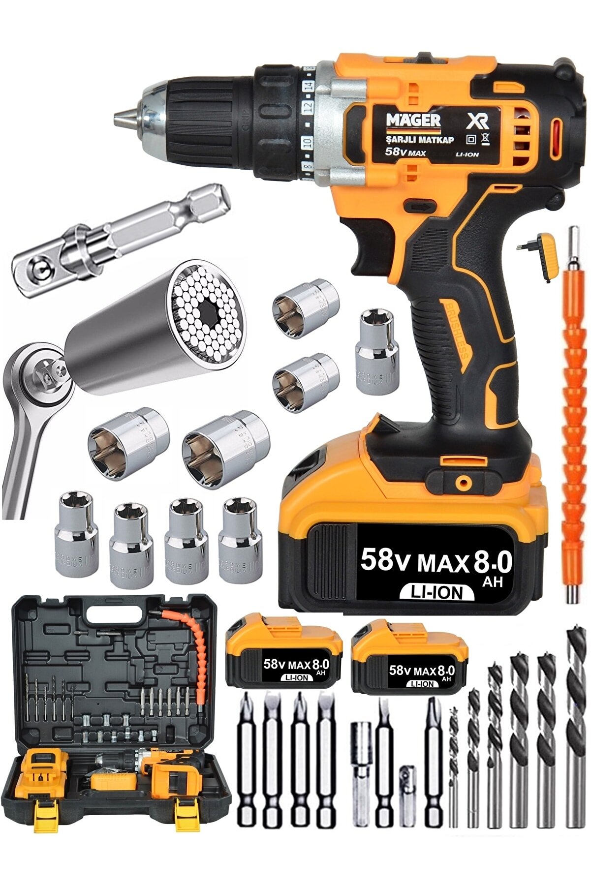 Mager Max-xr 58 Vv8ah Akülü Şarjlı Vidalama Matkap Ve Efsane Gator 3 Lü ...