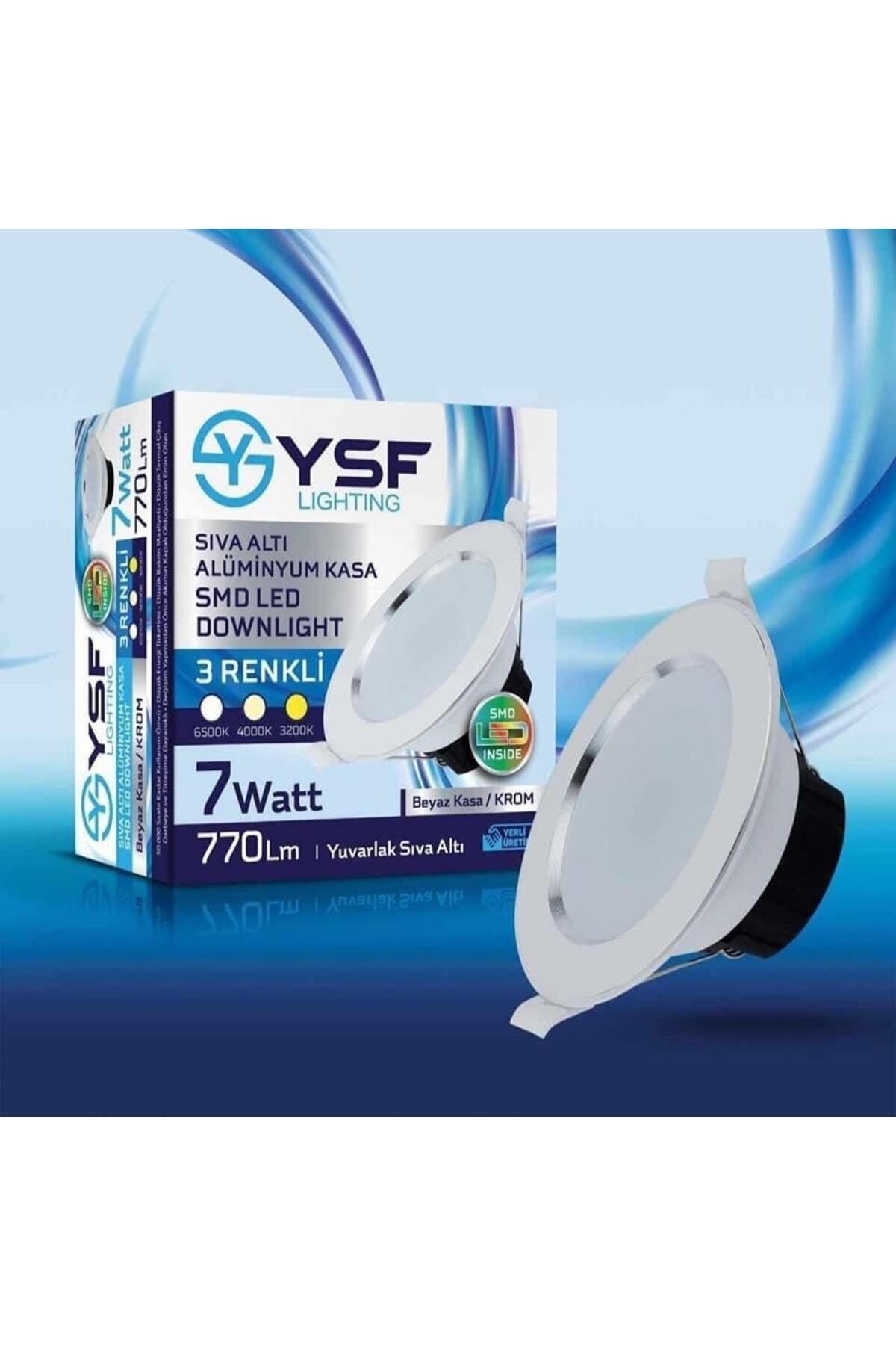 YSF LİGHTİNG 10 Adet 7 Watt / 7w Led Spot Lamba 3 Renk Beyaz Kasa ...