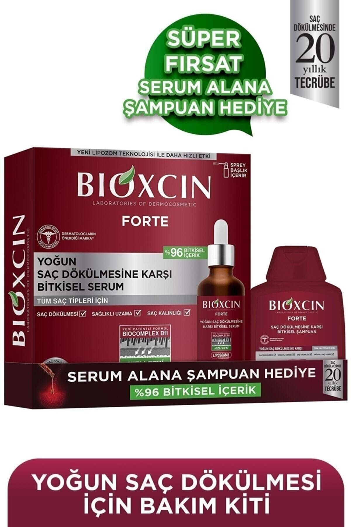 Bioxcin Forte Serum 3x X 50 ml + Forte Şampuan 300 ml Set Fiyatı ...
