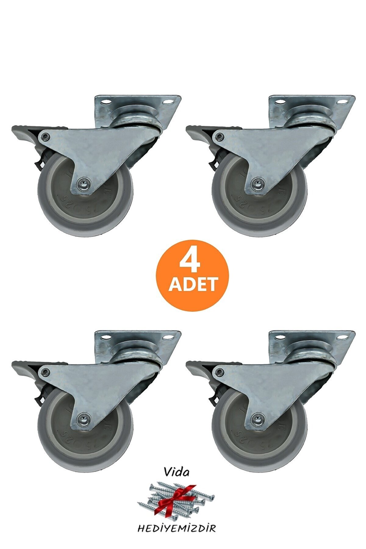 ŞENEL Yapı Market 4 Adet Frenli 75'lik Döner Tablalı Bilyalı Teker Masa Dolap Sehpa Mobilya ...