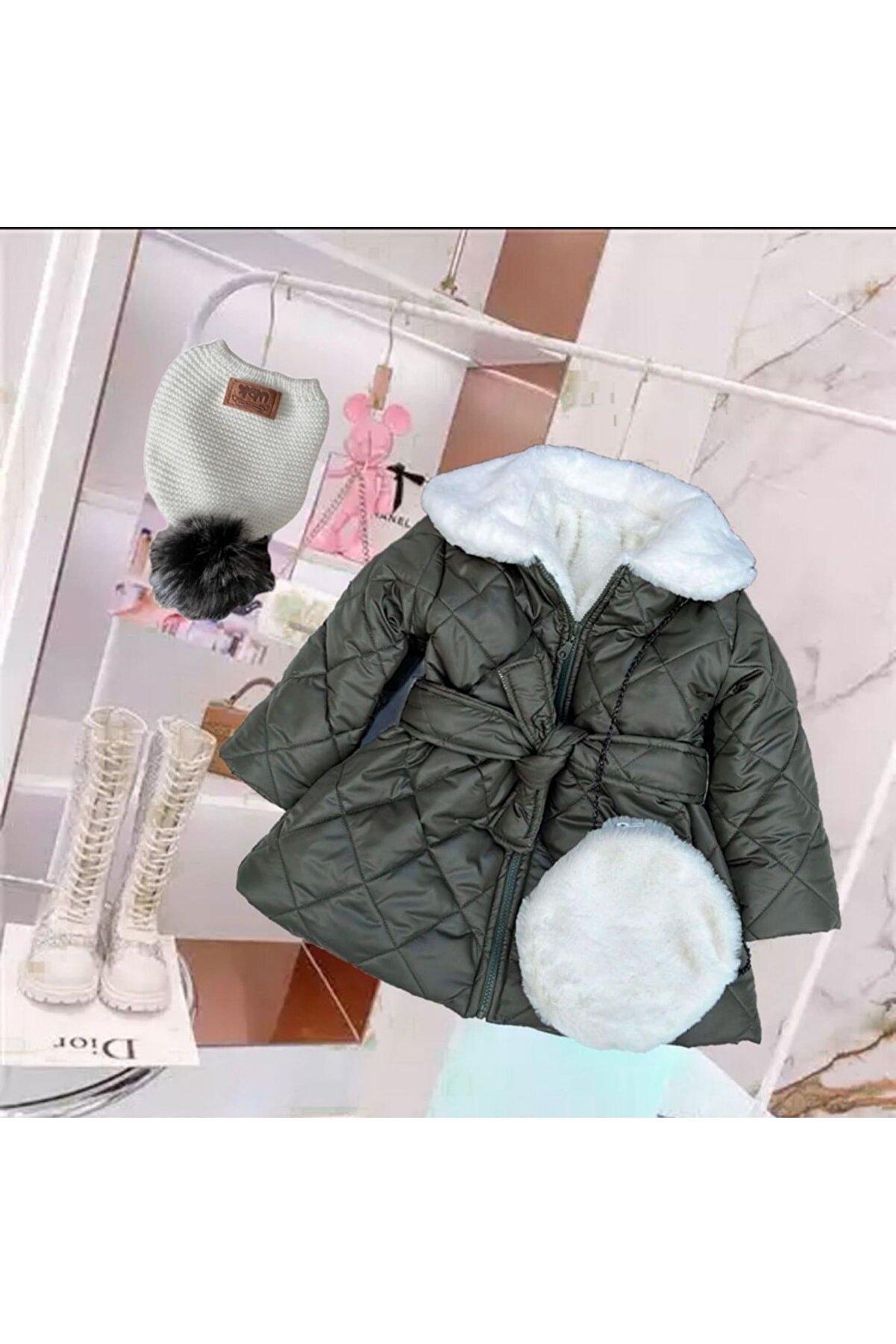 Pink Hippo Kids Içi Peluş Kaplama Yakası Ithal Kürk Detaylı Kız Çocuk ...