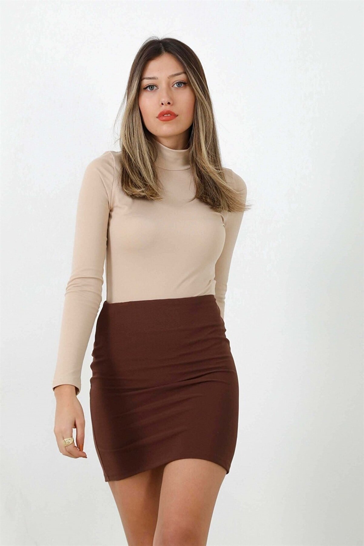 SUHIS Koyu Kahverengi, Beli Lastikli Dar Mini Etek Fiyatı, Yorumları ...
