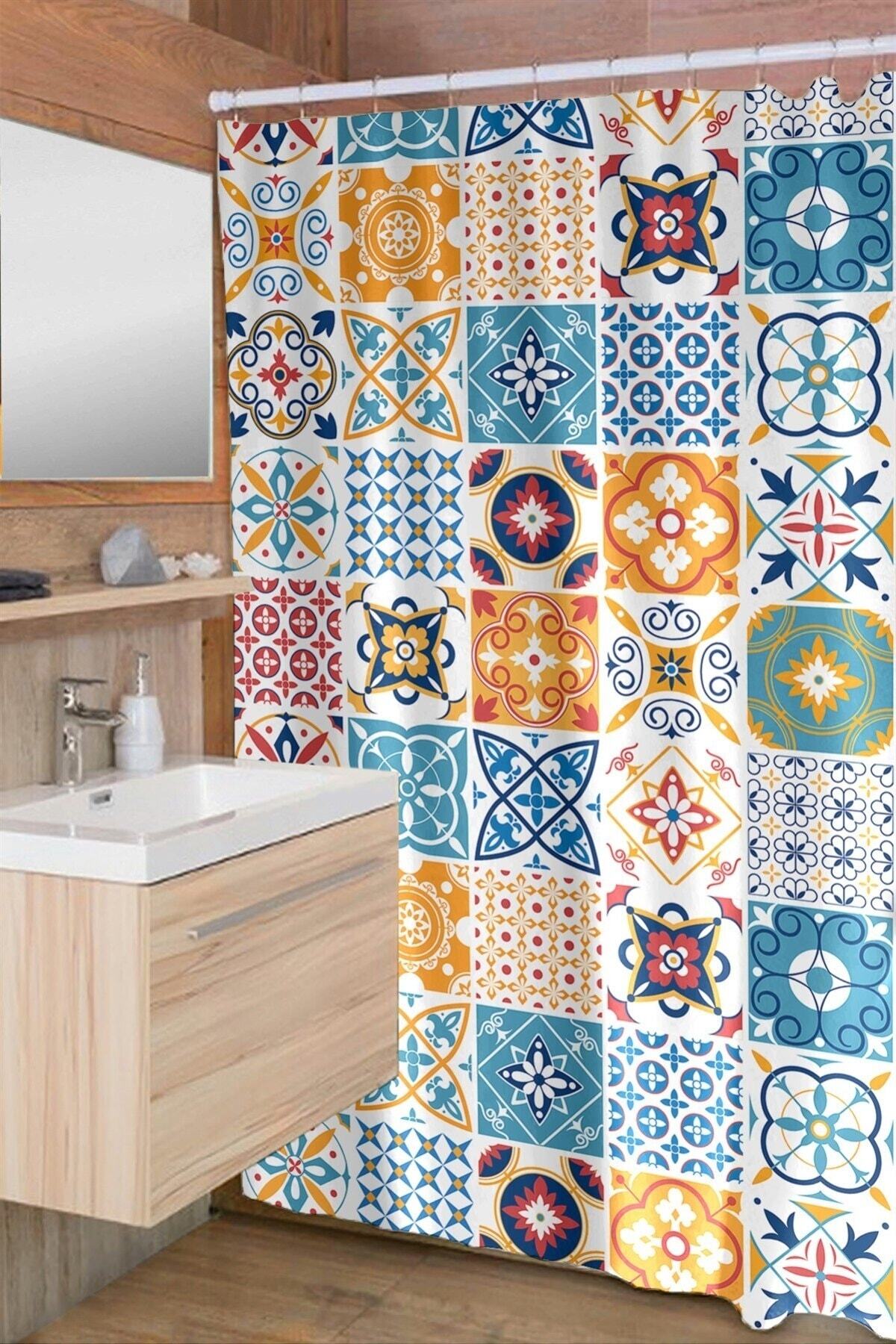 KARO DESIGN Çini Desenli Su Geçirmez Banyo Ve Duş Perdesi Fiyatı ...