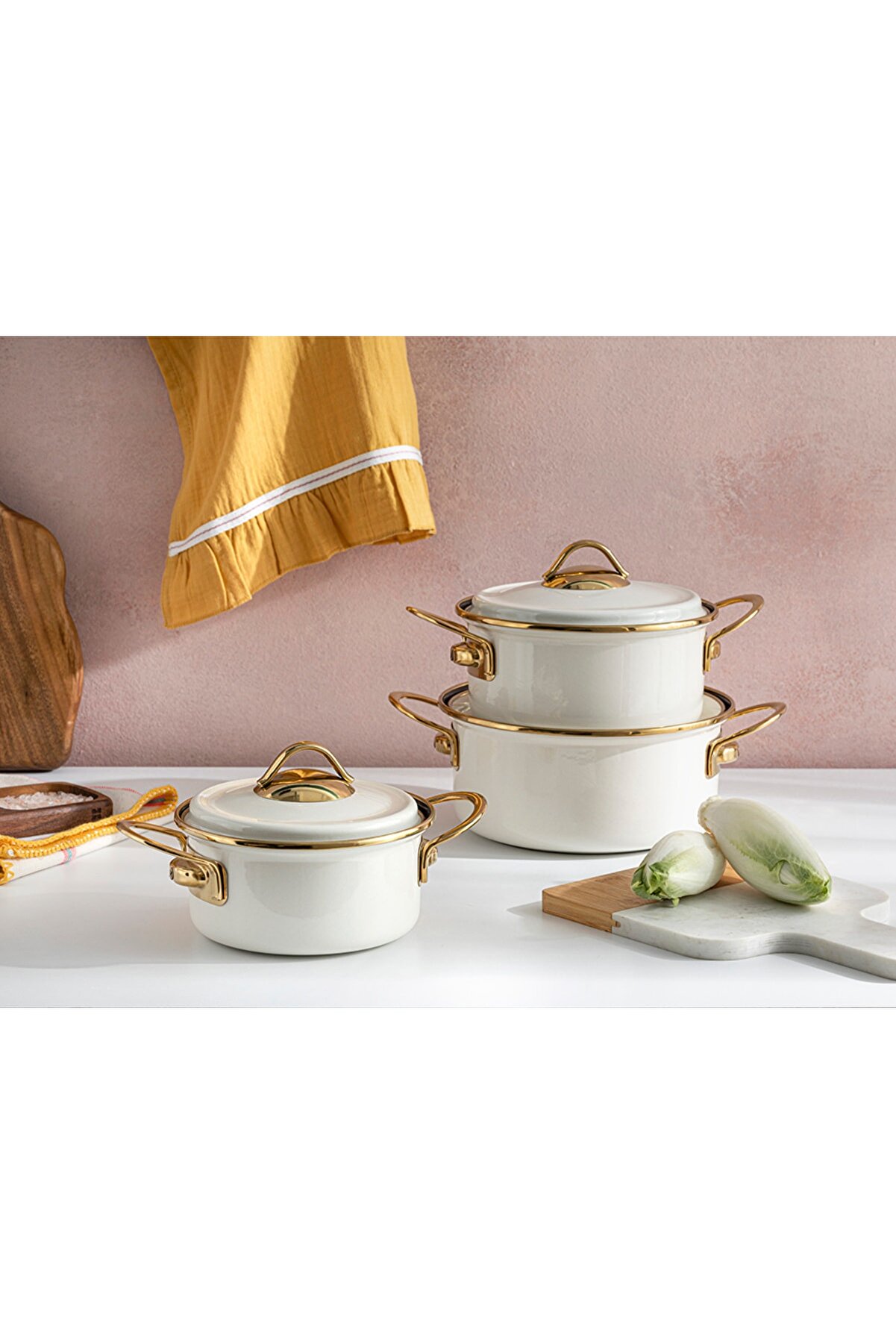 English Home Isidora Emaye 3'lü Tencere Seti 14-16-18 Cm Krem - Fiyatı ...