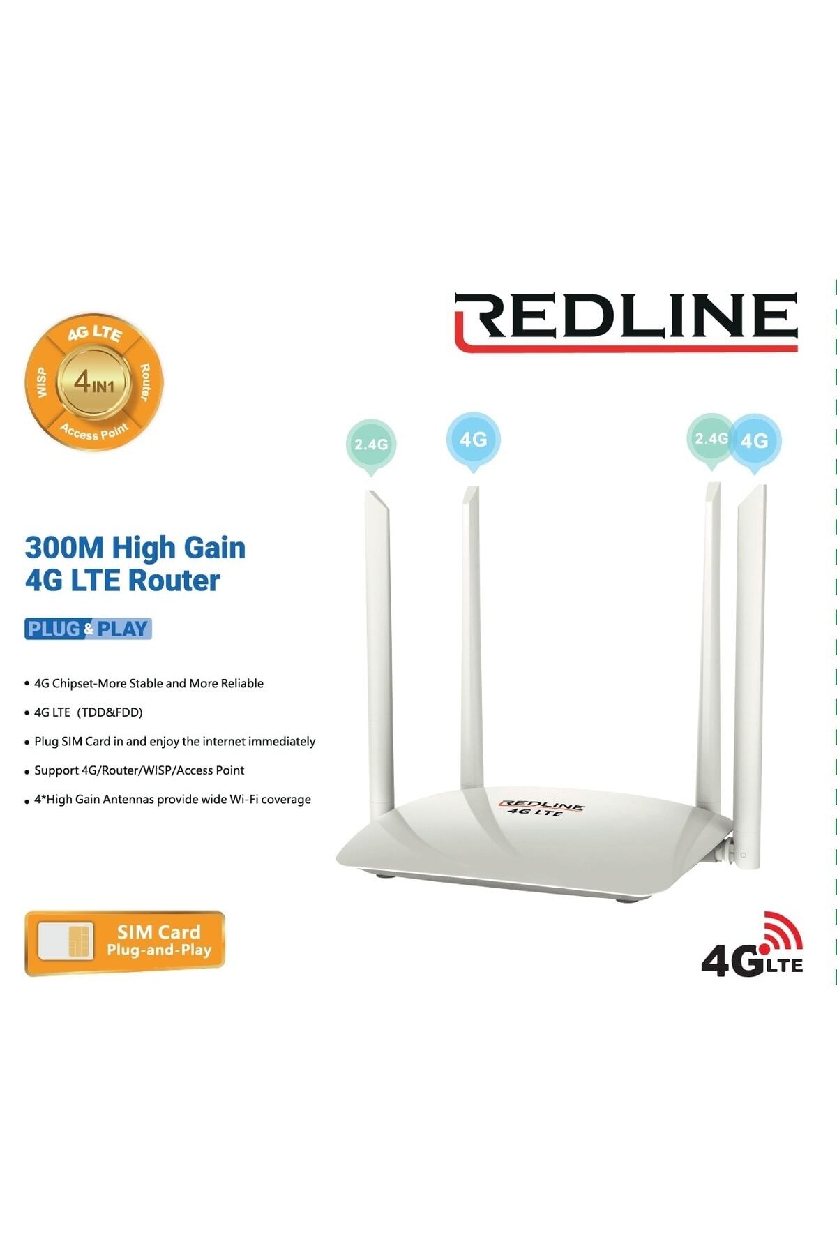 Redline Lte-20 4g Lte Router 300m Sim Kart Modem - Fiyatı, Yorumları